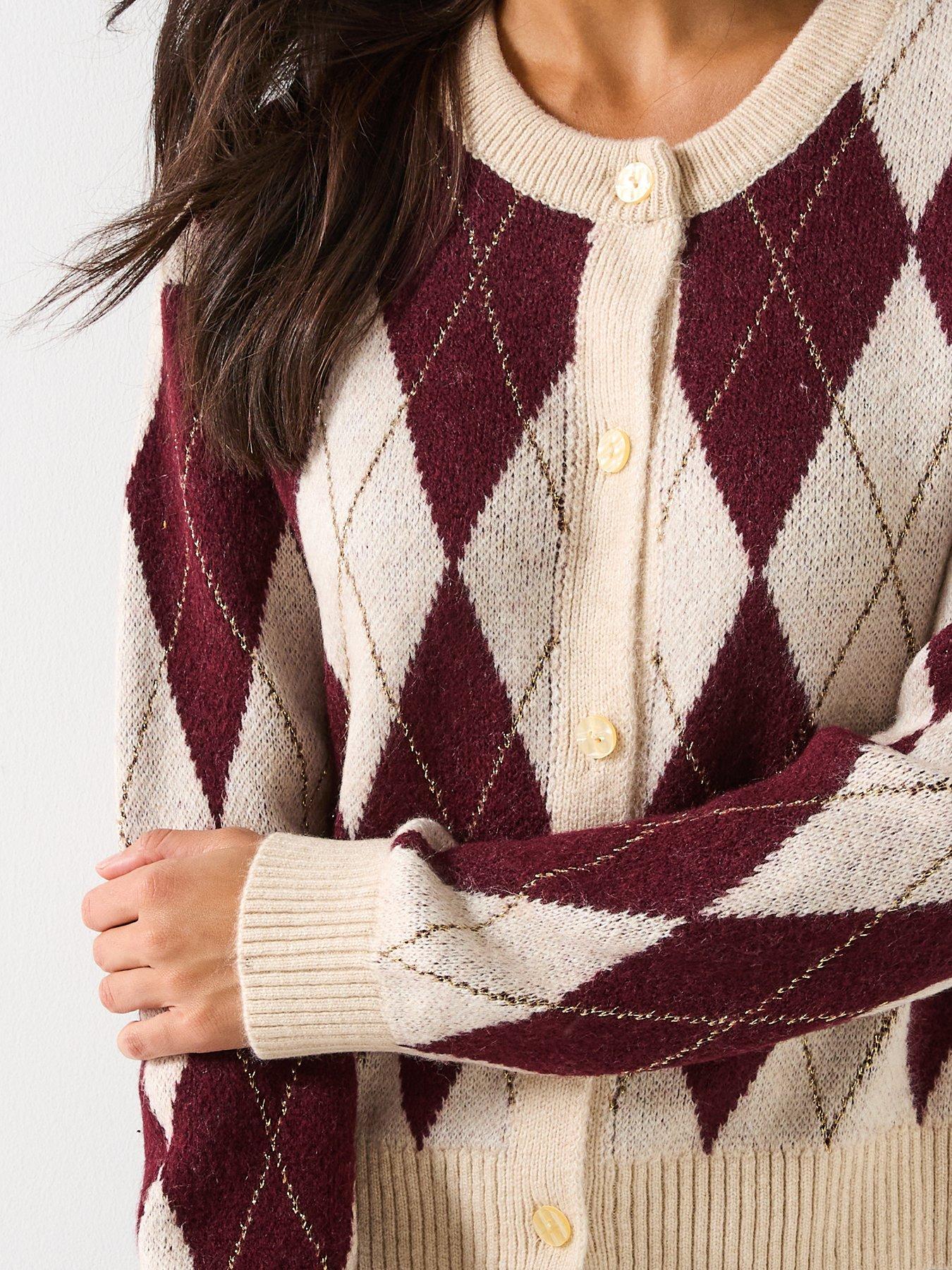 Vero Moda Billie Long Sleeve Argyle Cardigan - Multi | Very