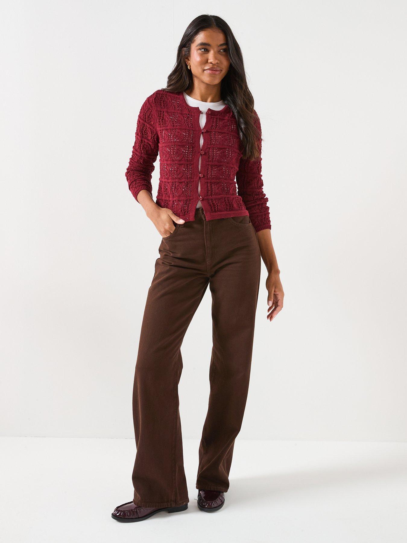 Vero Moda Long Sleeve O-neck Knitted Cardigan - Red | Very