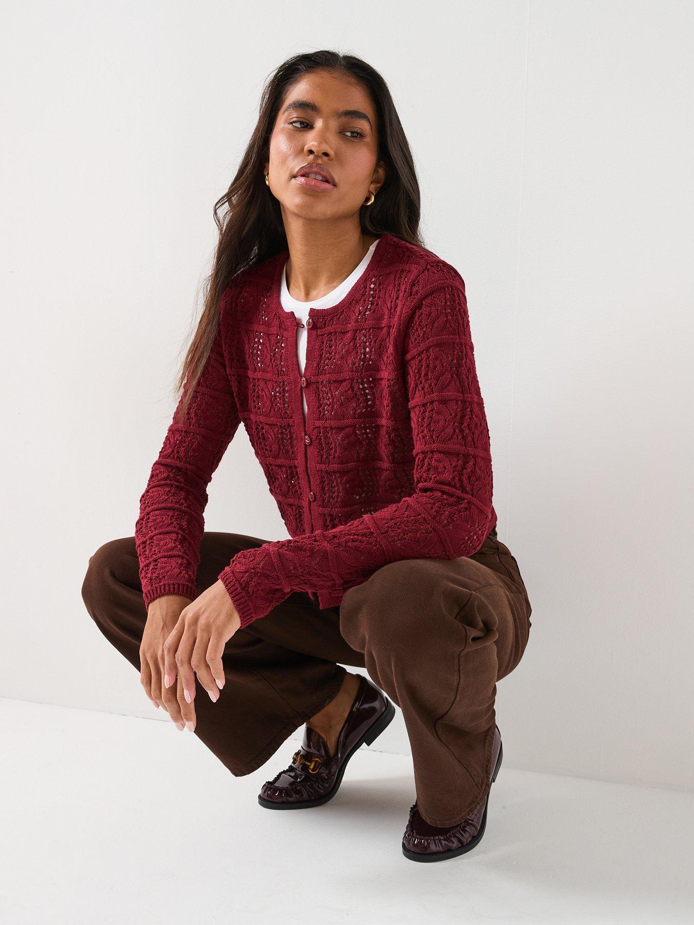 Vero Moda Long Sleeve O-neck Knitted Cardigan - Red | Very