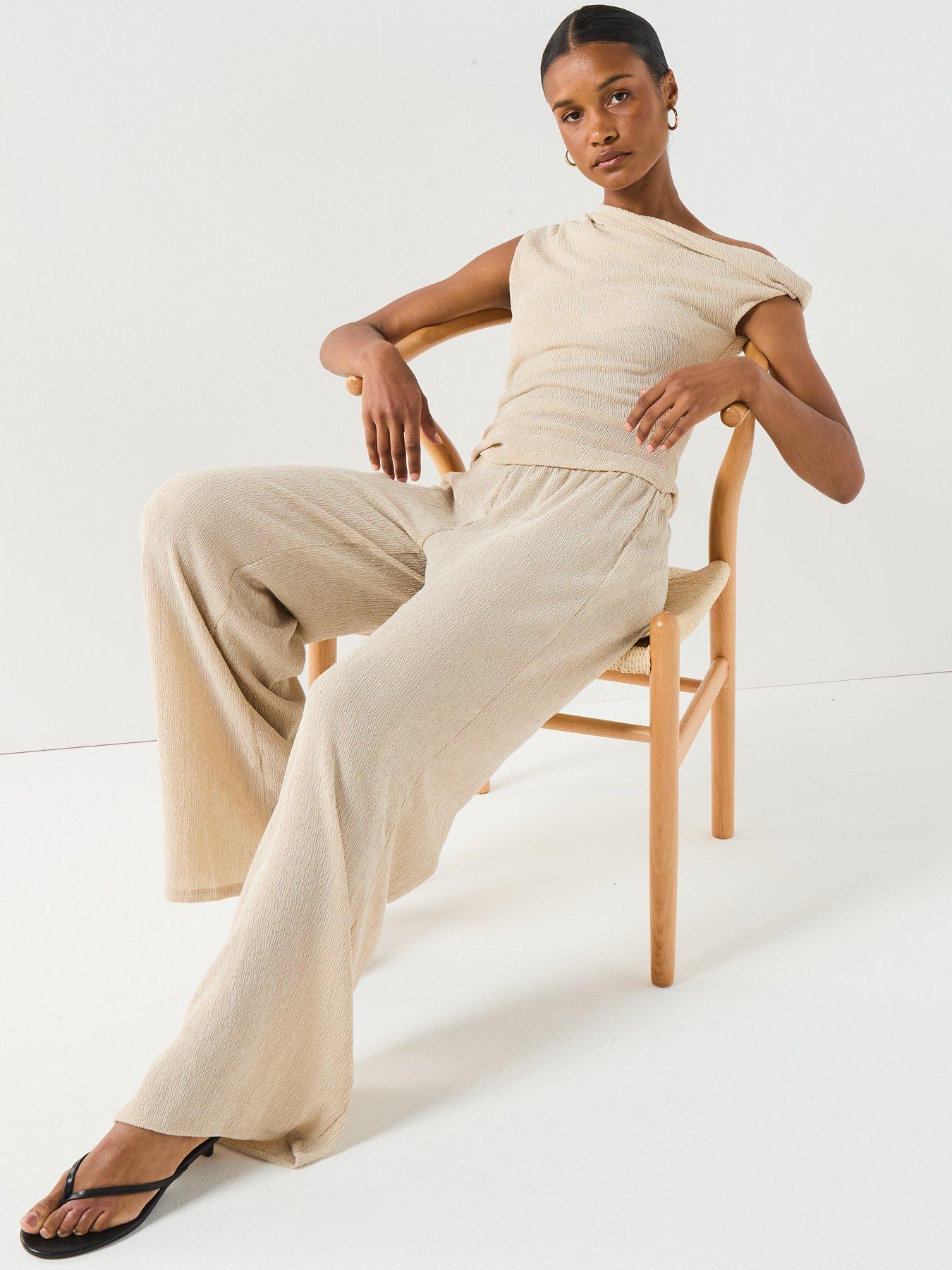 Vero Moda Luna Wide Leg Trousers - Cream | Very