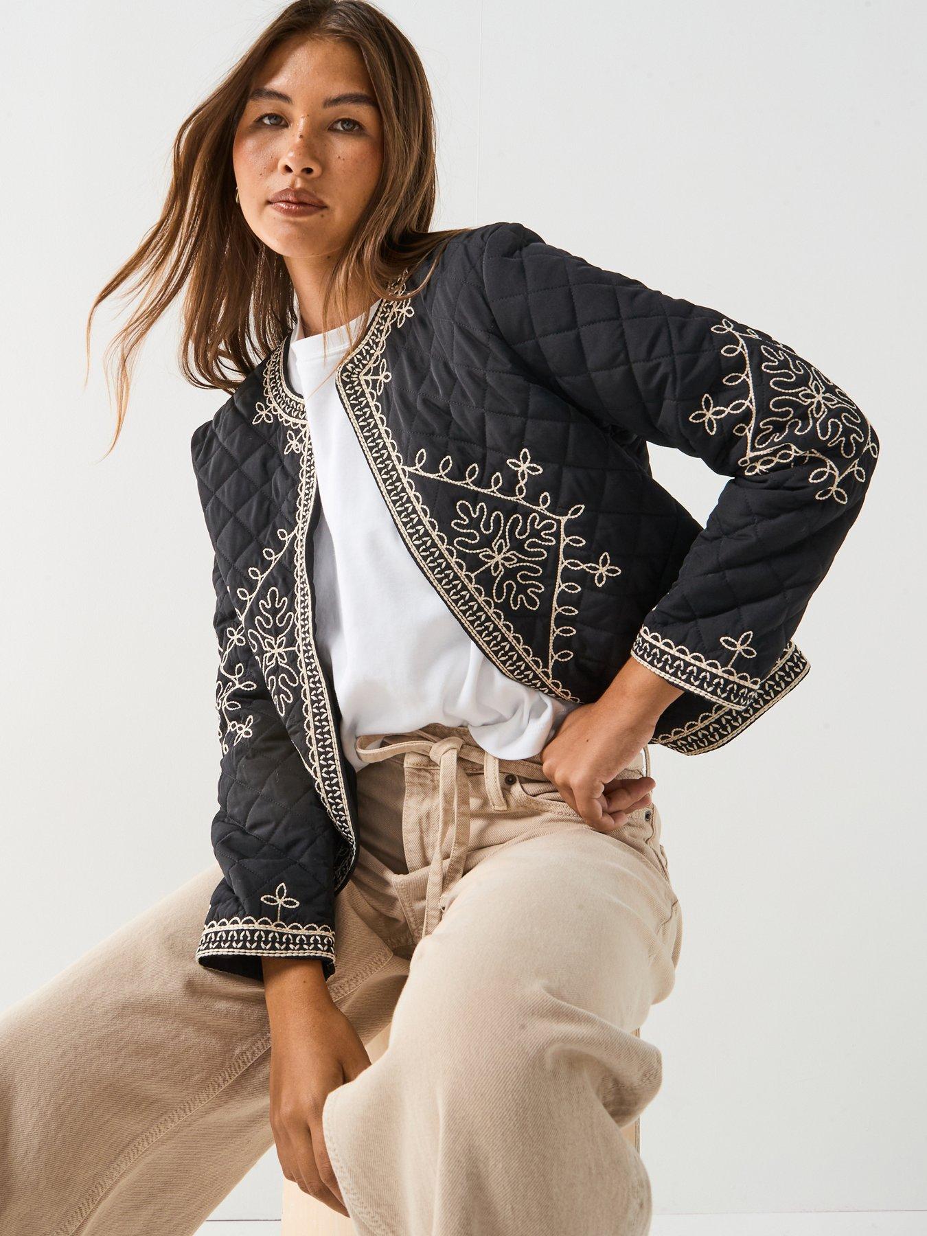 JDY Billie Long Sleeve Quilted Shacket - Black | Very