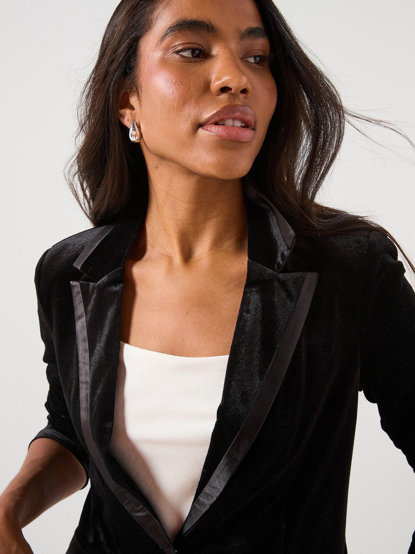 Vero Moda Haven Long Sleeve Velvet Blazer - Black | Very