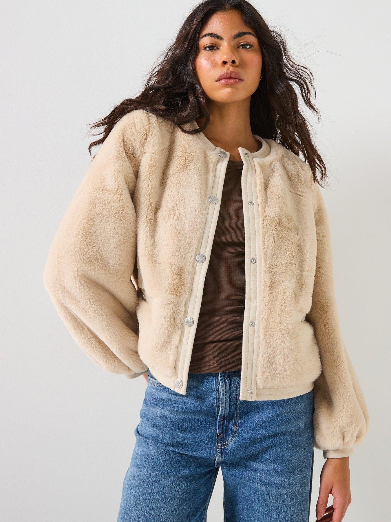 Vero Moda Faux Fur Short Jacket - Cream | Very