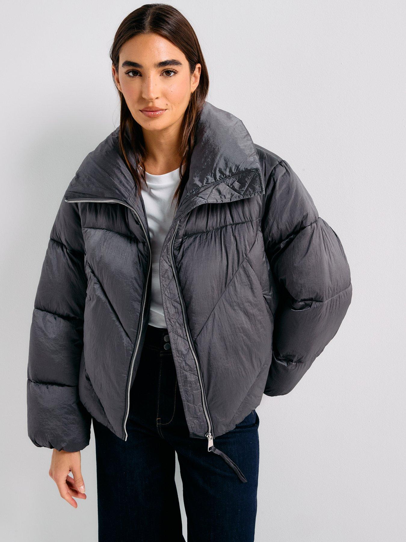 BOSS Padilena High Neck Puffer Coat - Dark Purple | Very