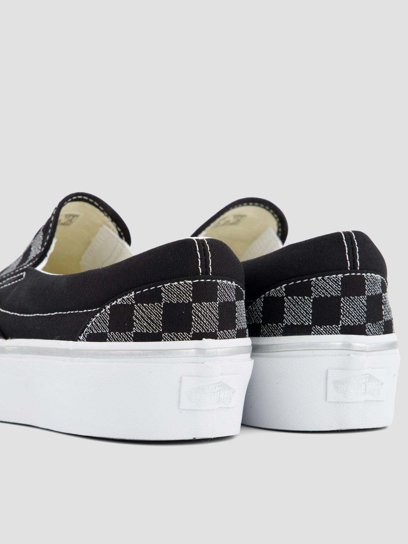 Vans Unisex Classic Slip-On Platform Plimsolls - Metallic Checkerboard ...