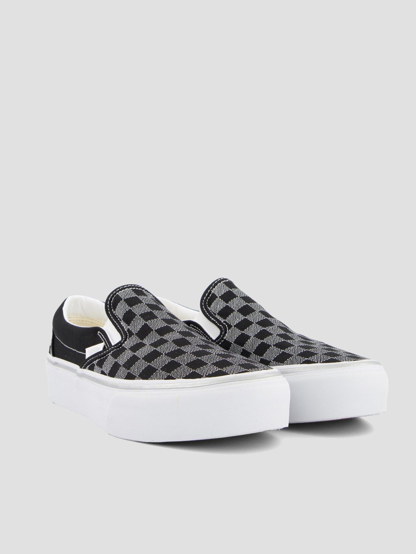 Vans Unisex Classic Slip-On Platform Plimsolls - Metallic Checkerboard ...