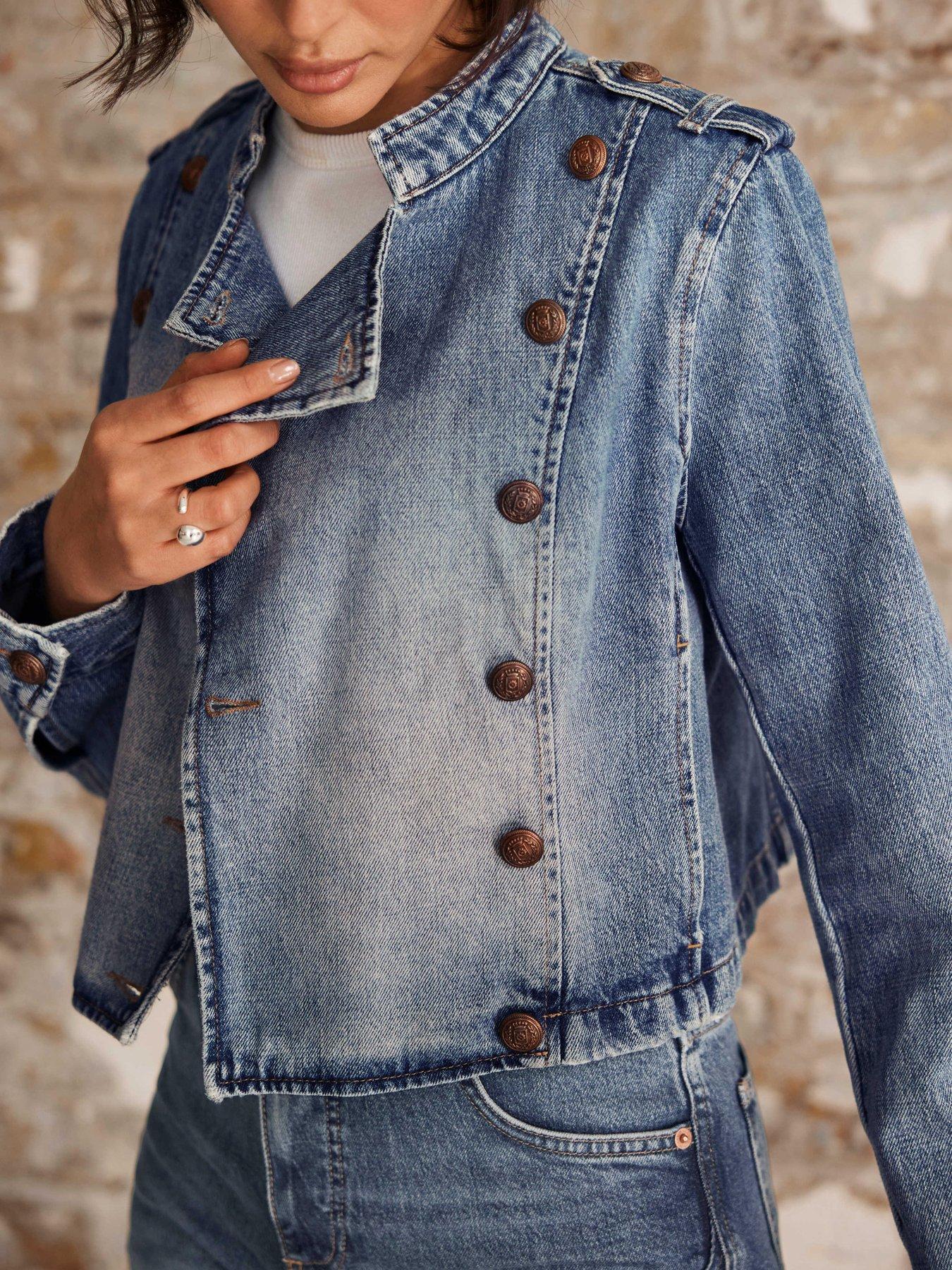Mint Velvet Denim Military Jacket - Blue | Very