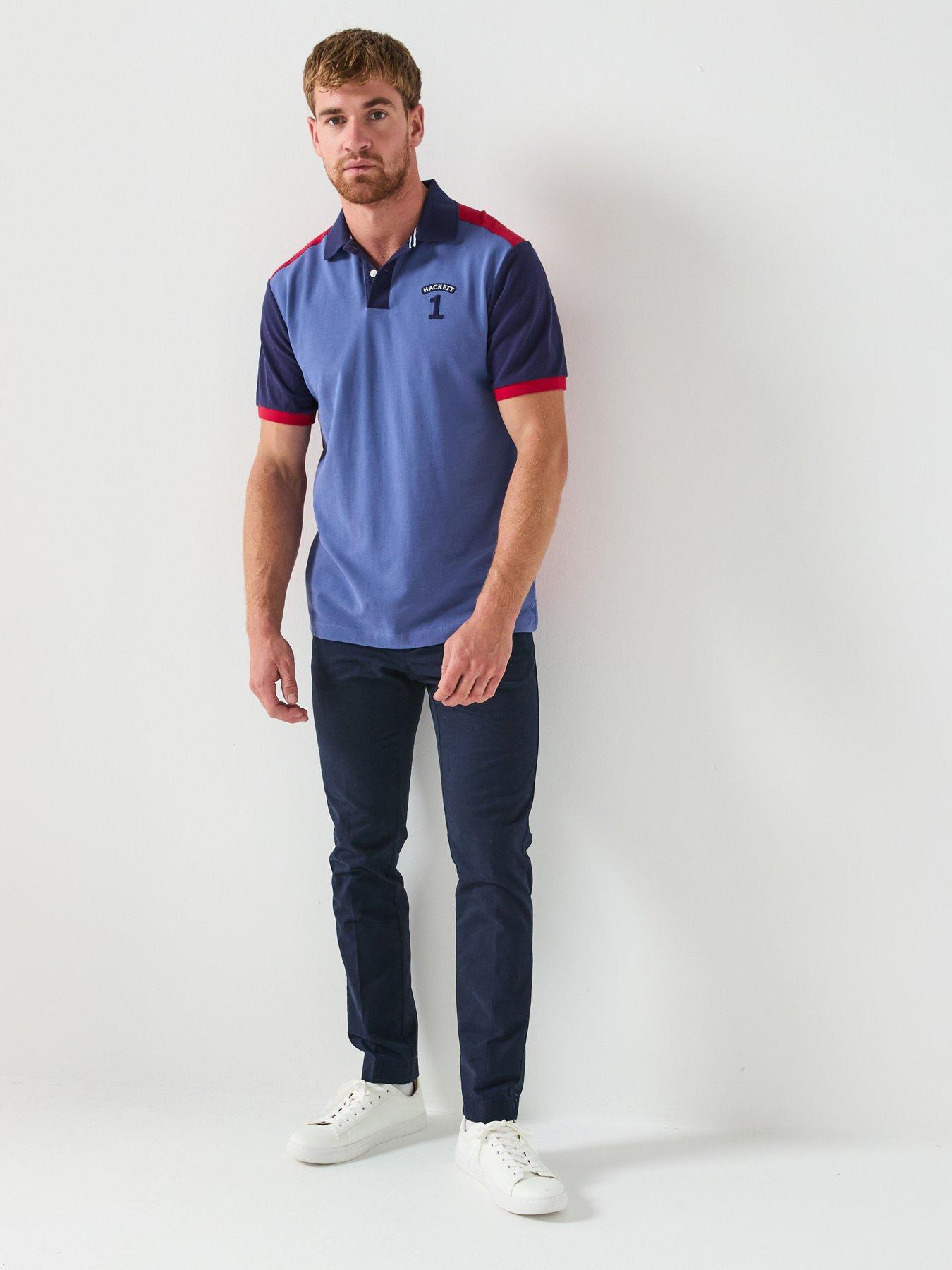 Hackett Heritage Number 1 Short Sleeve Polo Shirt - Blue | Very