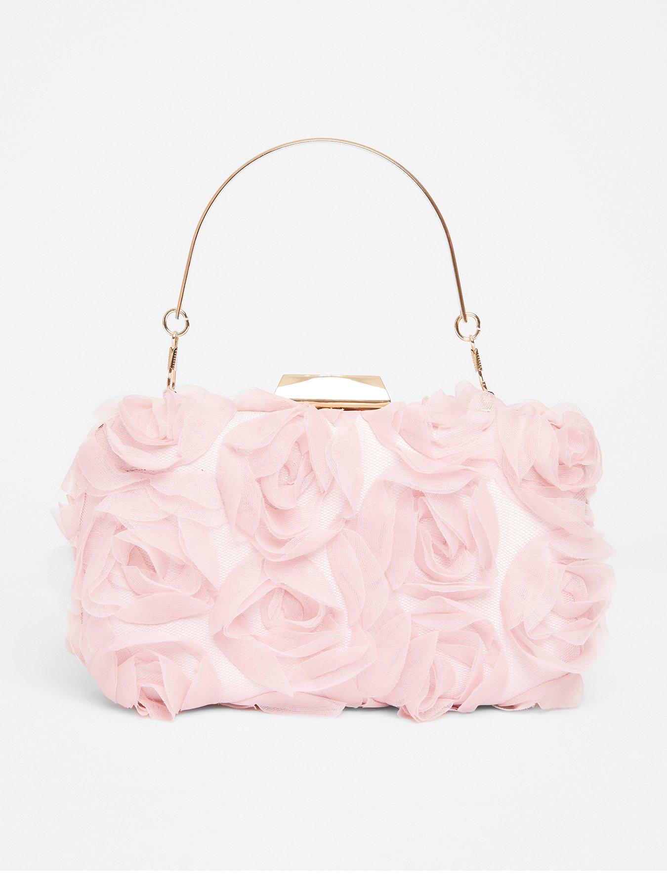 Quiz Pink Organza Rose Box Bag | Very