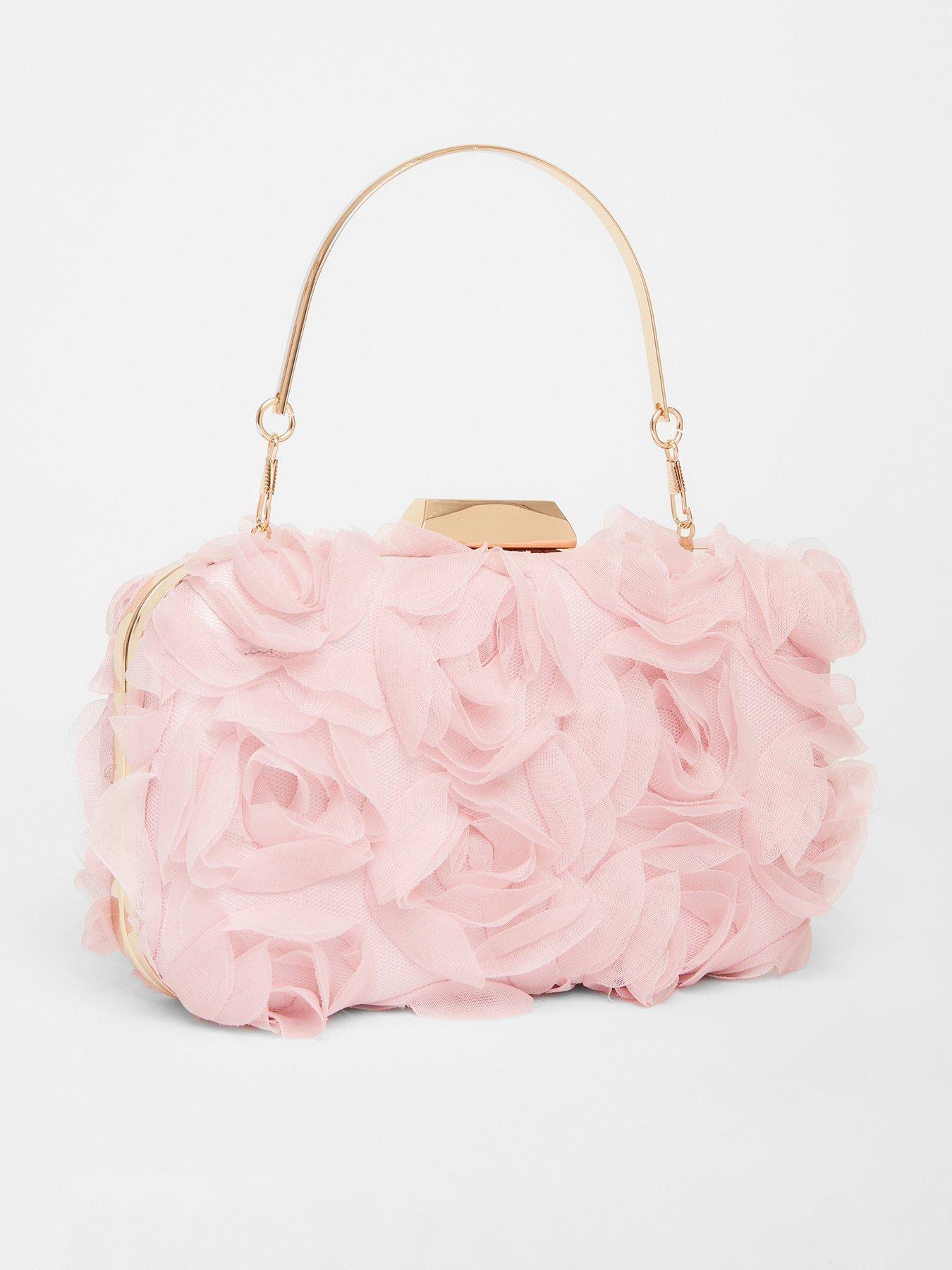 Quiz Pink Organza Rose Box Bag | Very