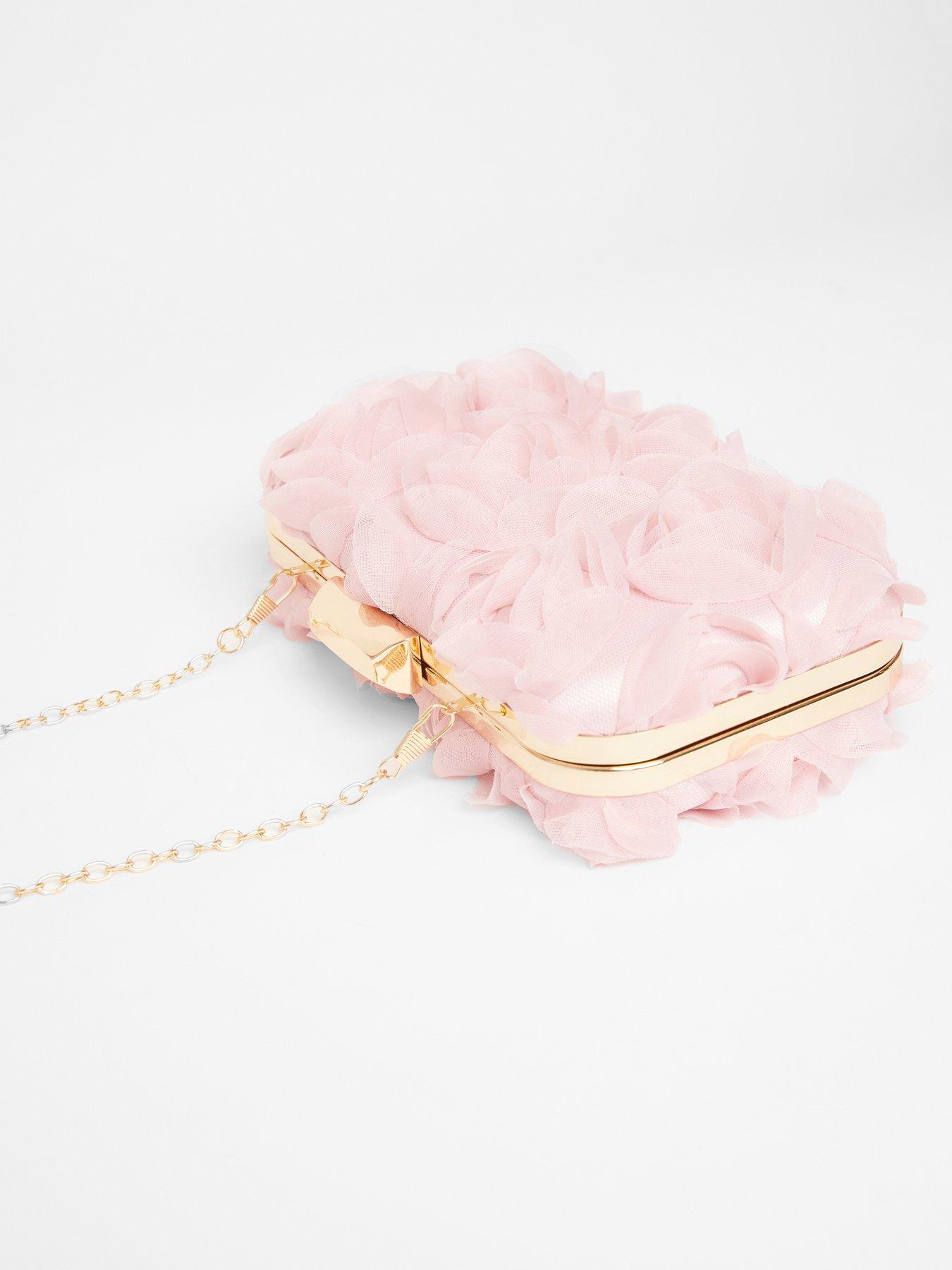 Quiz Pink Organza Rose Box Bag | Very