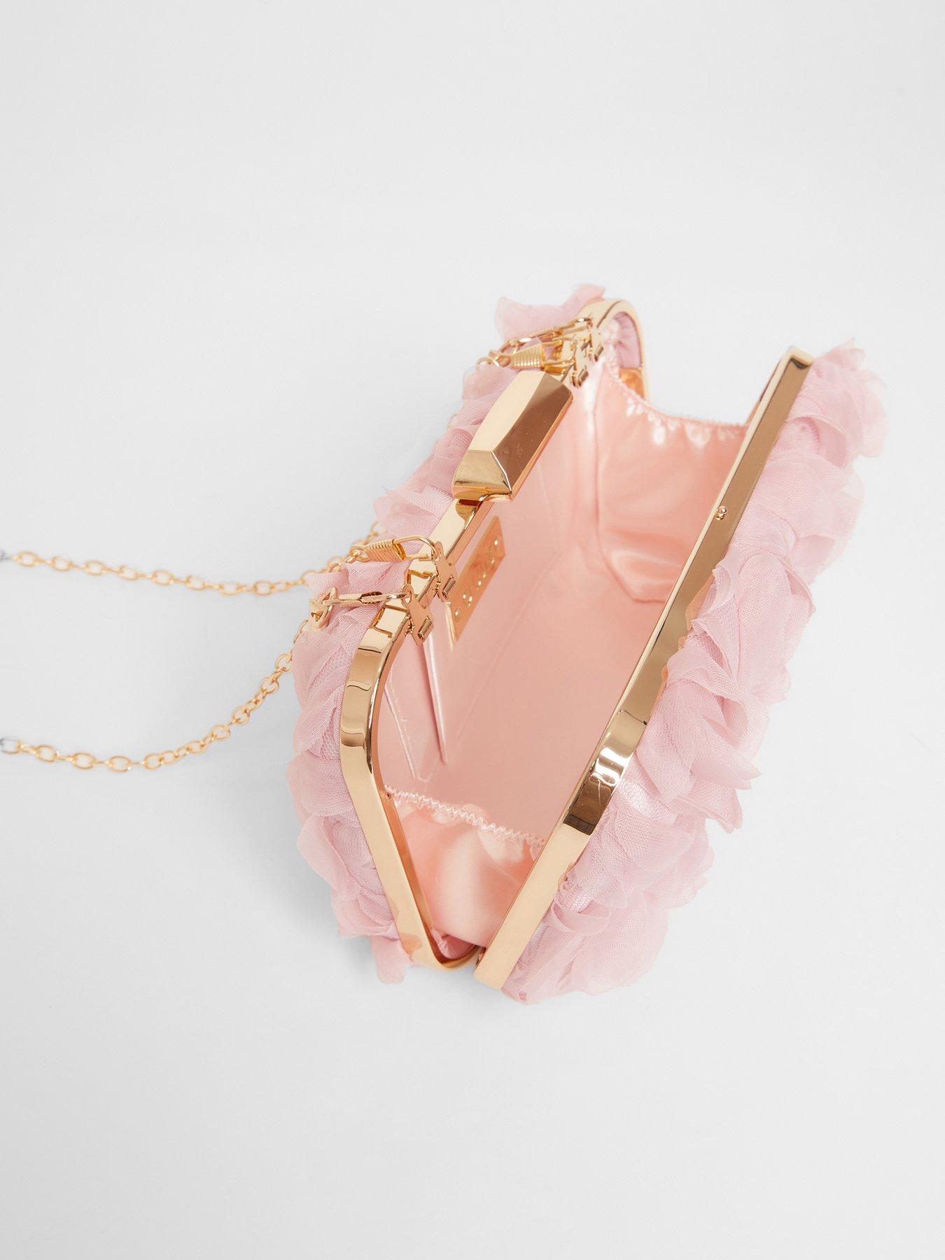 Quiz Pink Organza Rose Box Bag | Very