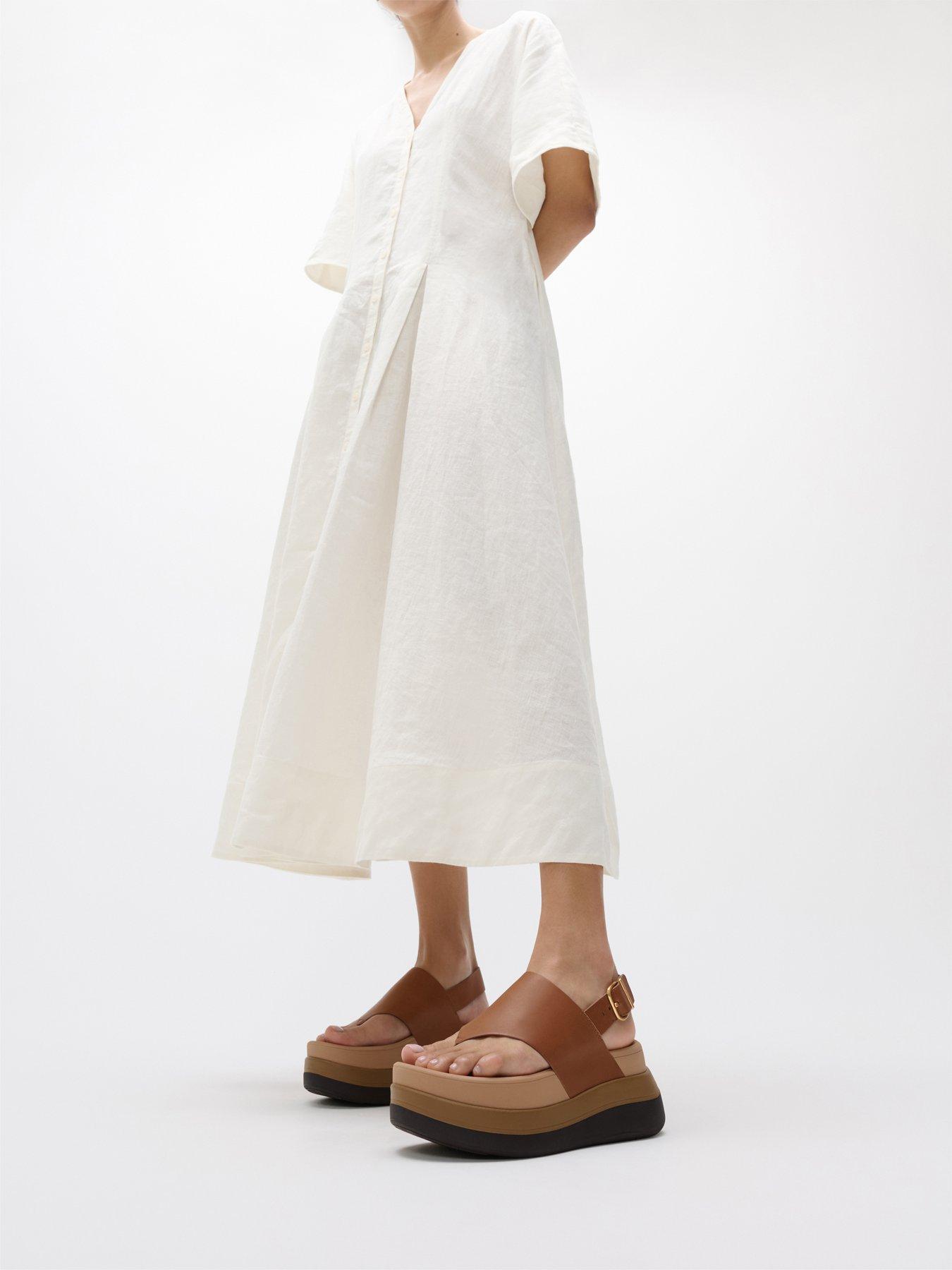 FitFlop F-mode Stack Leather Back-strap Toe-post Sandal - Deep Tan | Very