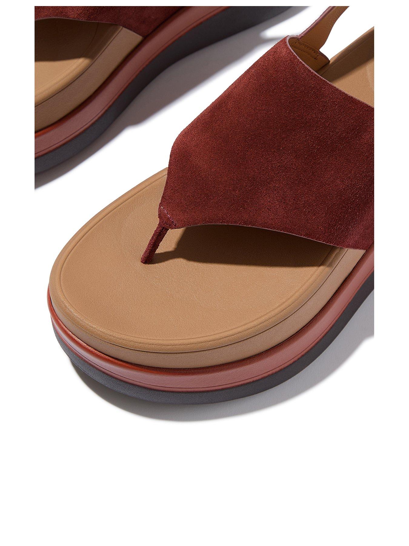 FitFlop F-mode Stack Suede Back-strap Toe-post Sandal - Chocolate | Very