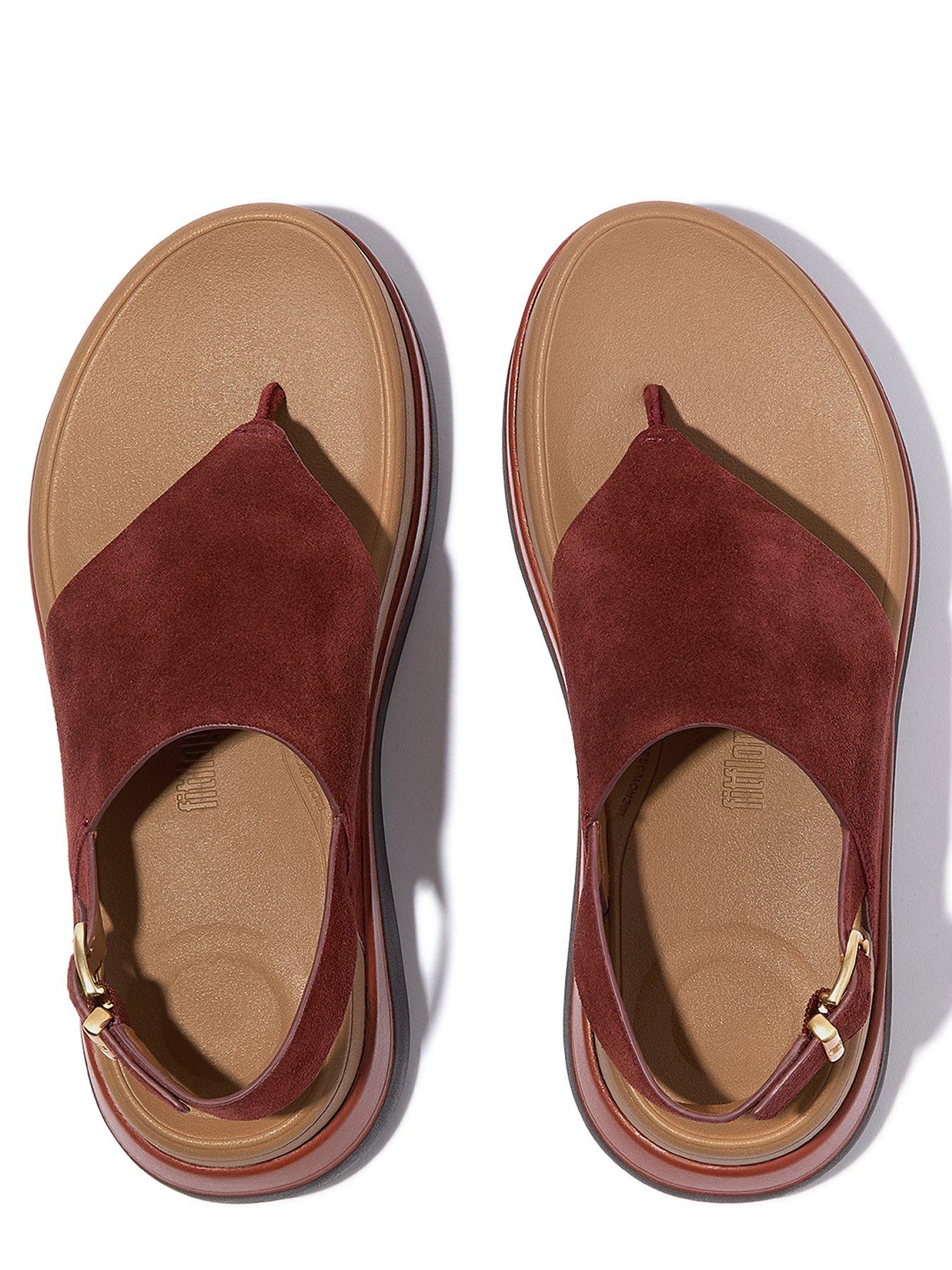 FitFlop F-mode Stack Suede Back-strap Toe-post Sandal - Chocolate | Very