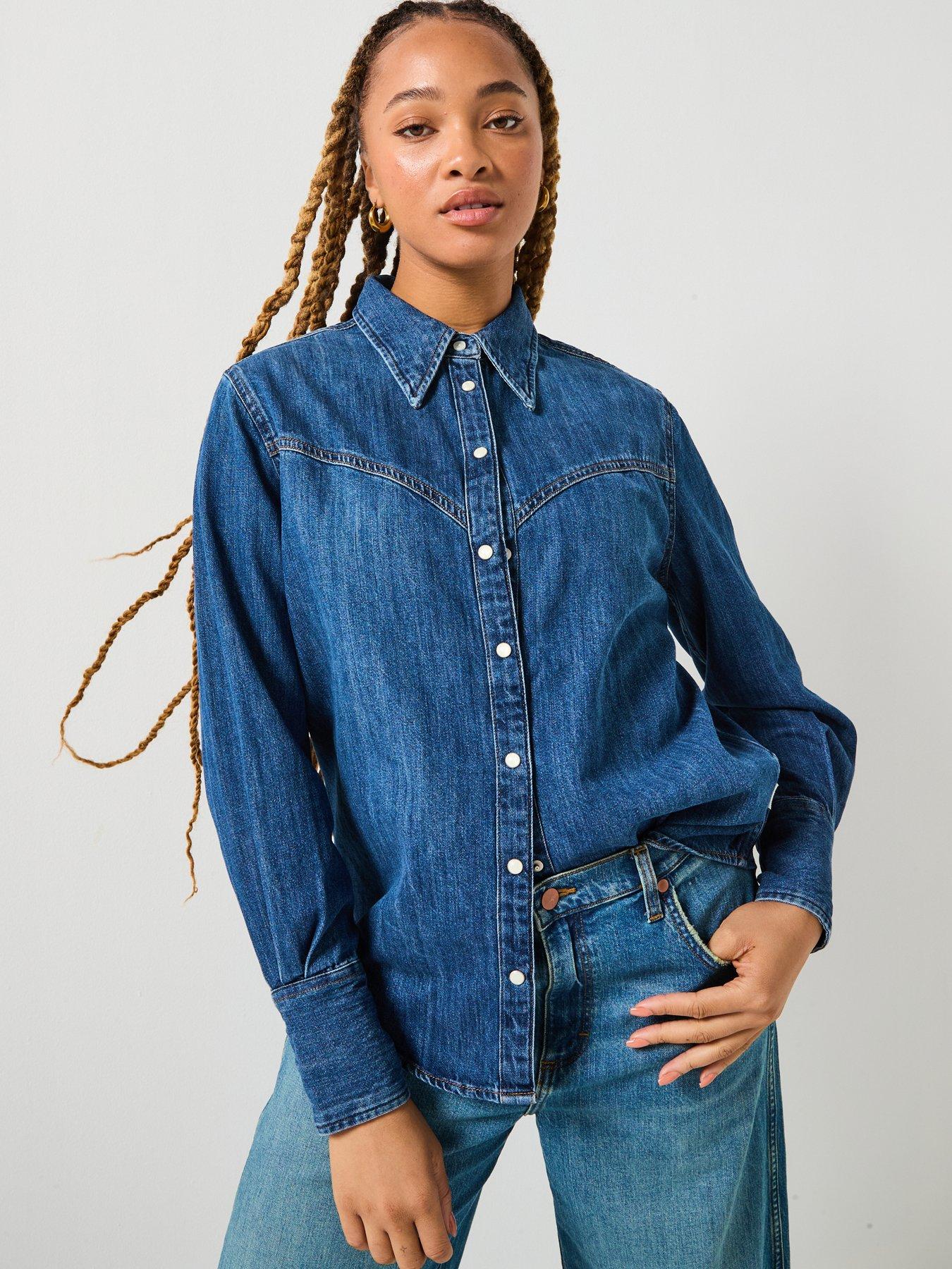Wrangler Yoke Denim Shirt - Sparkle - Blue | Very