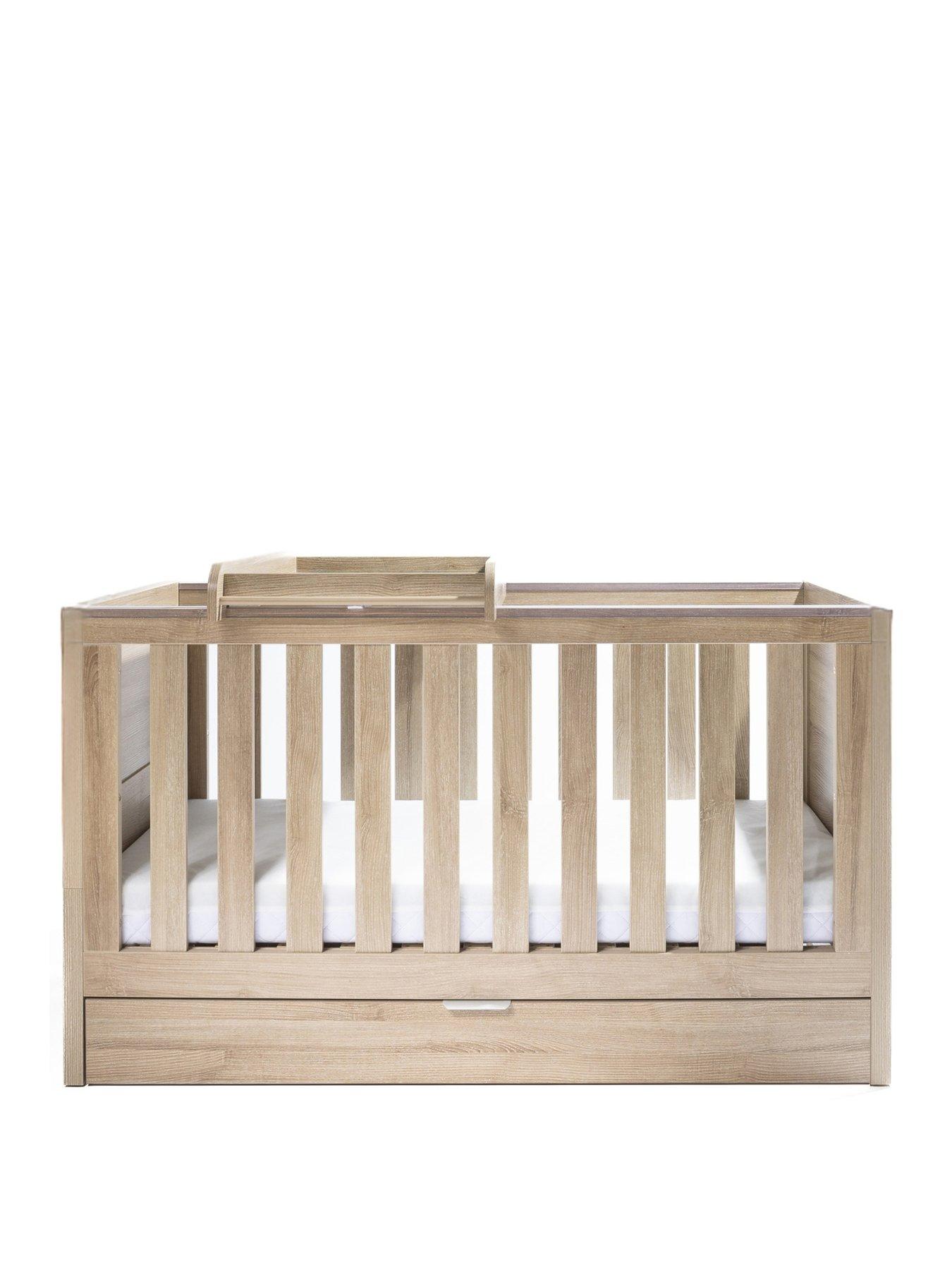 Tutti Bambini Modena Oak Cot Bed with Drawer, Cot Top Changer and ...