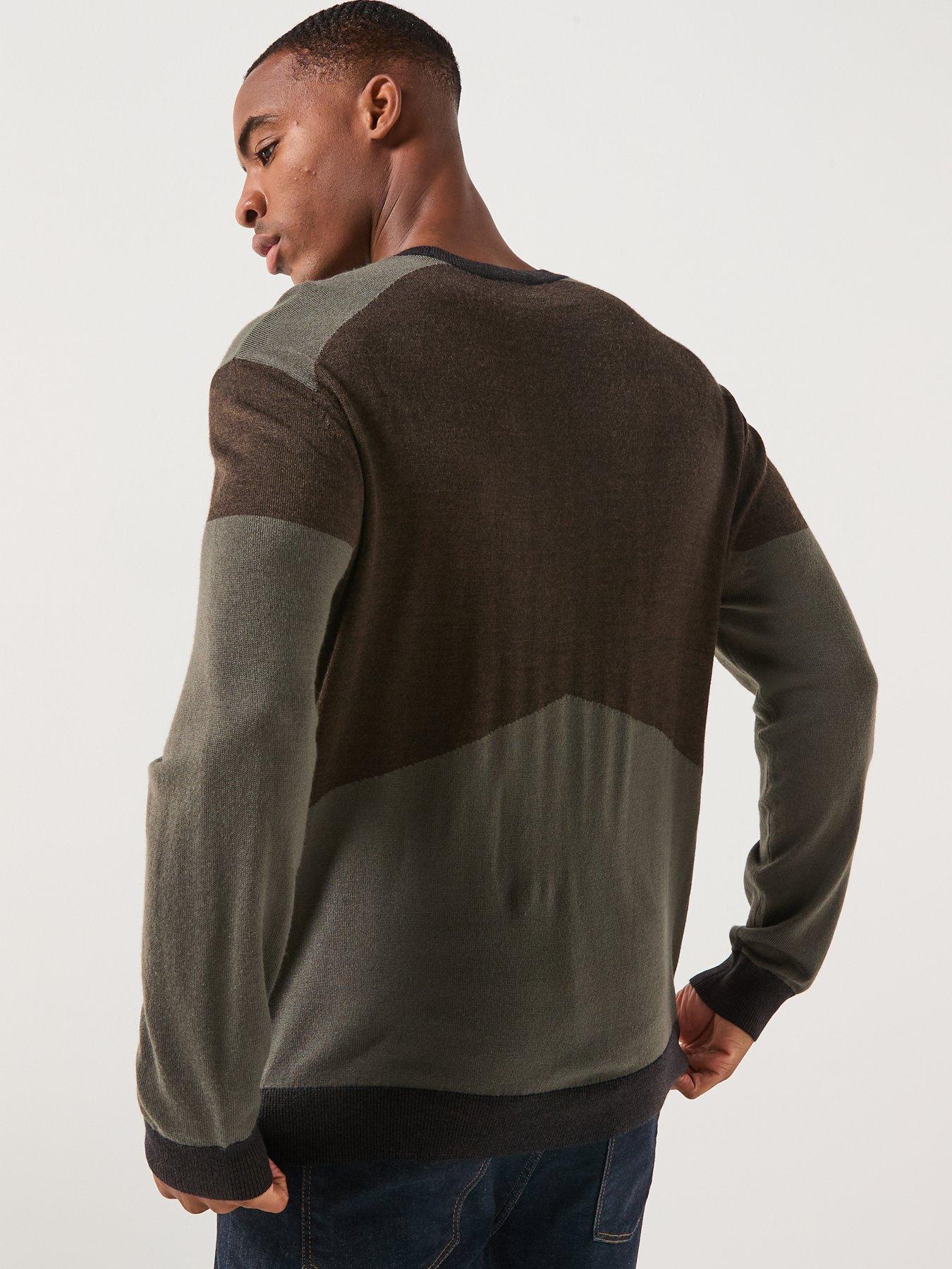 Armani Exchange Colour Block Knitted Jumper - Brown | Very
