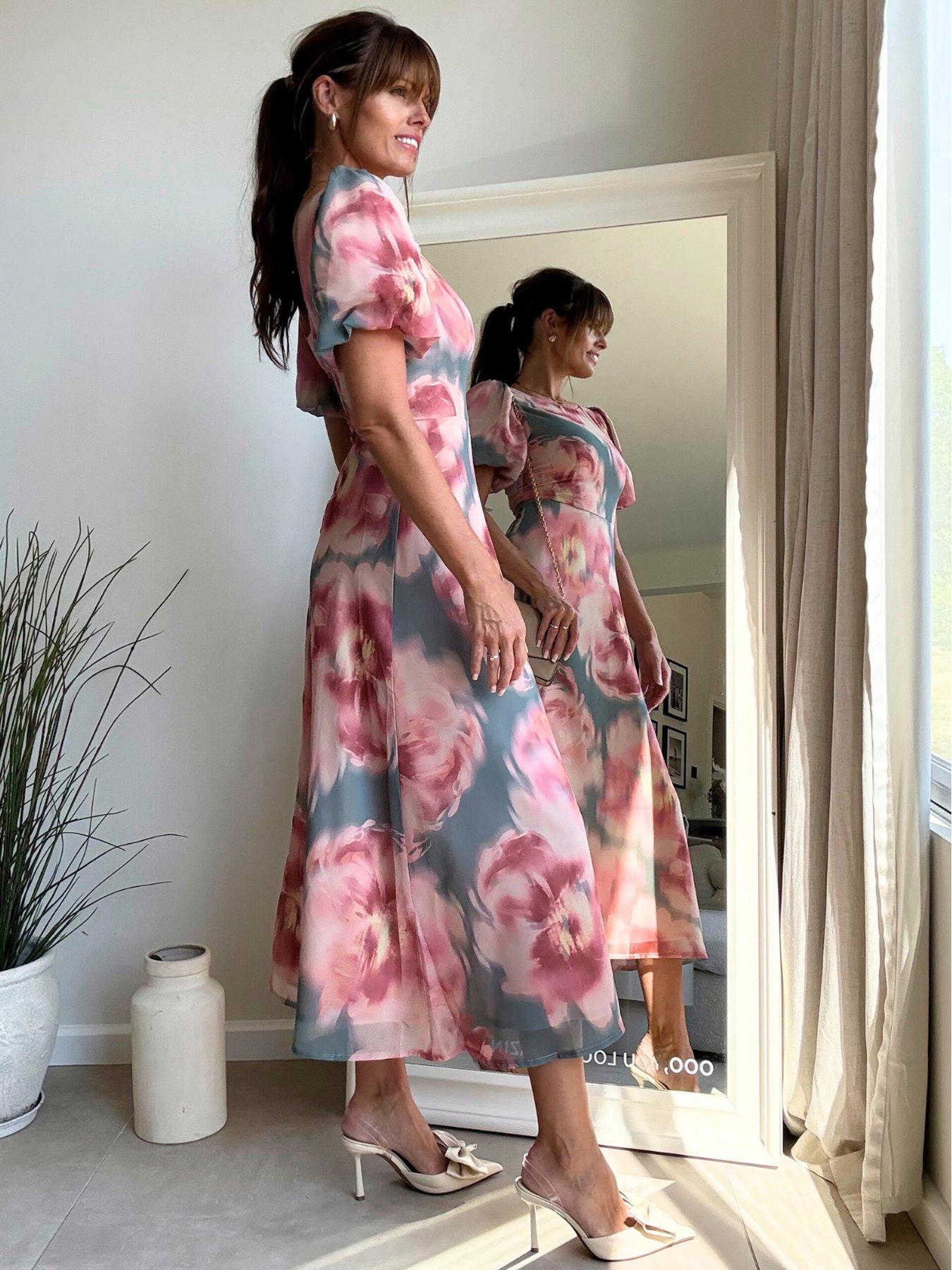 Style Cheat Puff Sleeve Midi Dress - Multi | Very