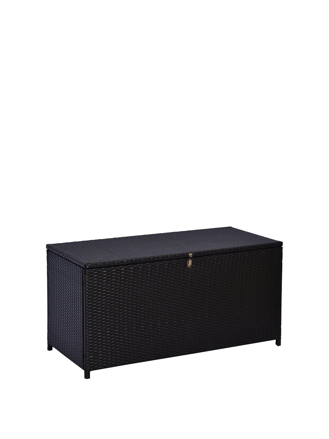 OutSunny Large Rattan Storage Box Garden Chest Wicker Outdoor Cabinet ...