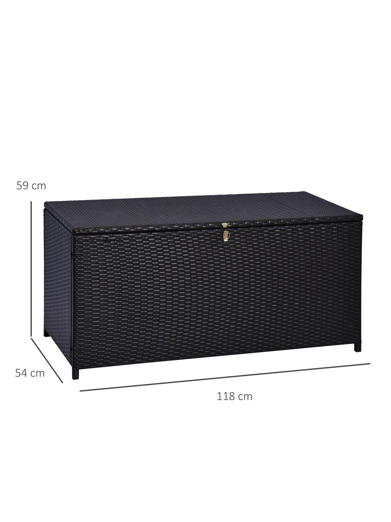 OutSunny Large Rattan Storage Box Garden Chest Wicker Outdoor Cabinet ...