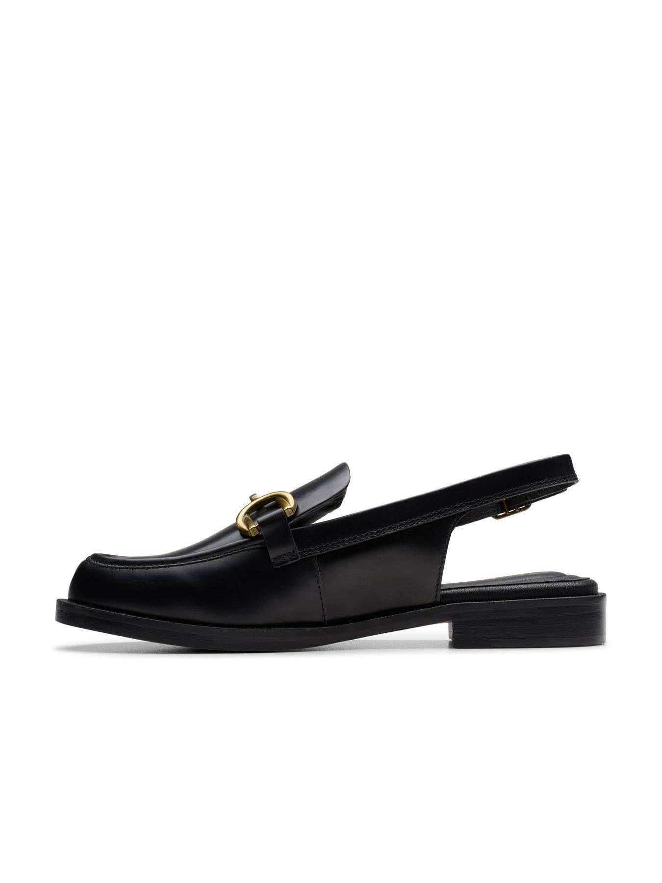 Clarks Straven Sling Leather Loafers - Black | Very