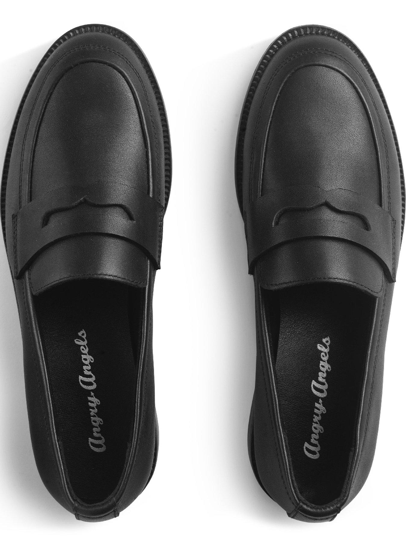 Start-rite Milan Girls Angry Angels Black Leather Slip On Loafer School ...