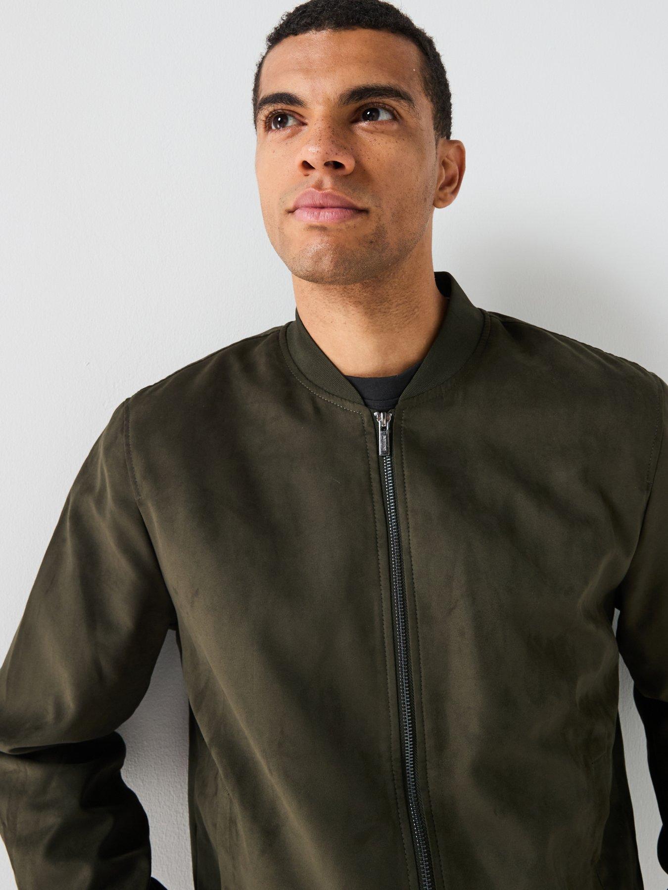 ONLY & SONS Lucas Faux Suede Bomber Jacket - Dark Green | Very