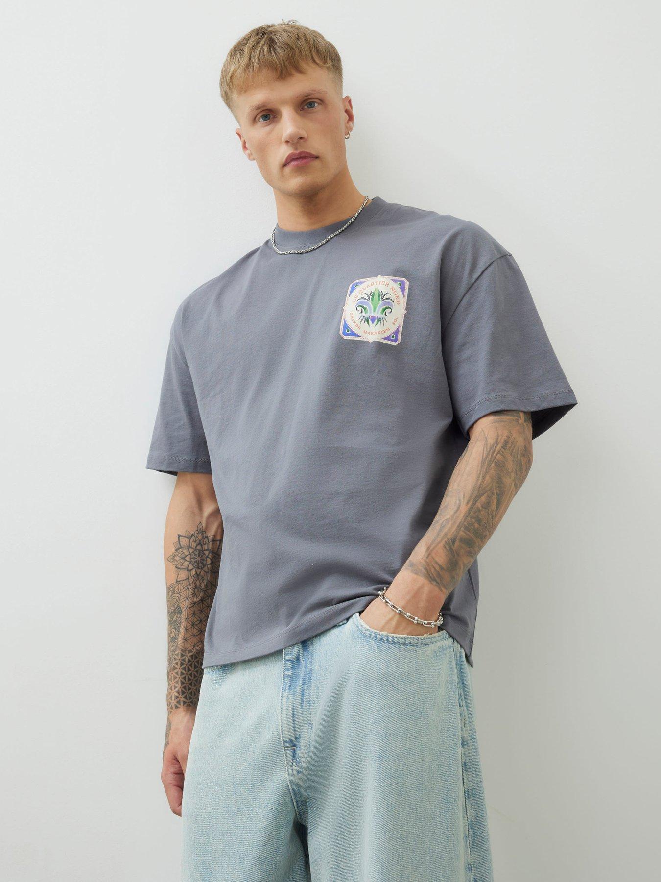 River Island Tile Print T-Shirt - Dark Grey | Very