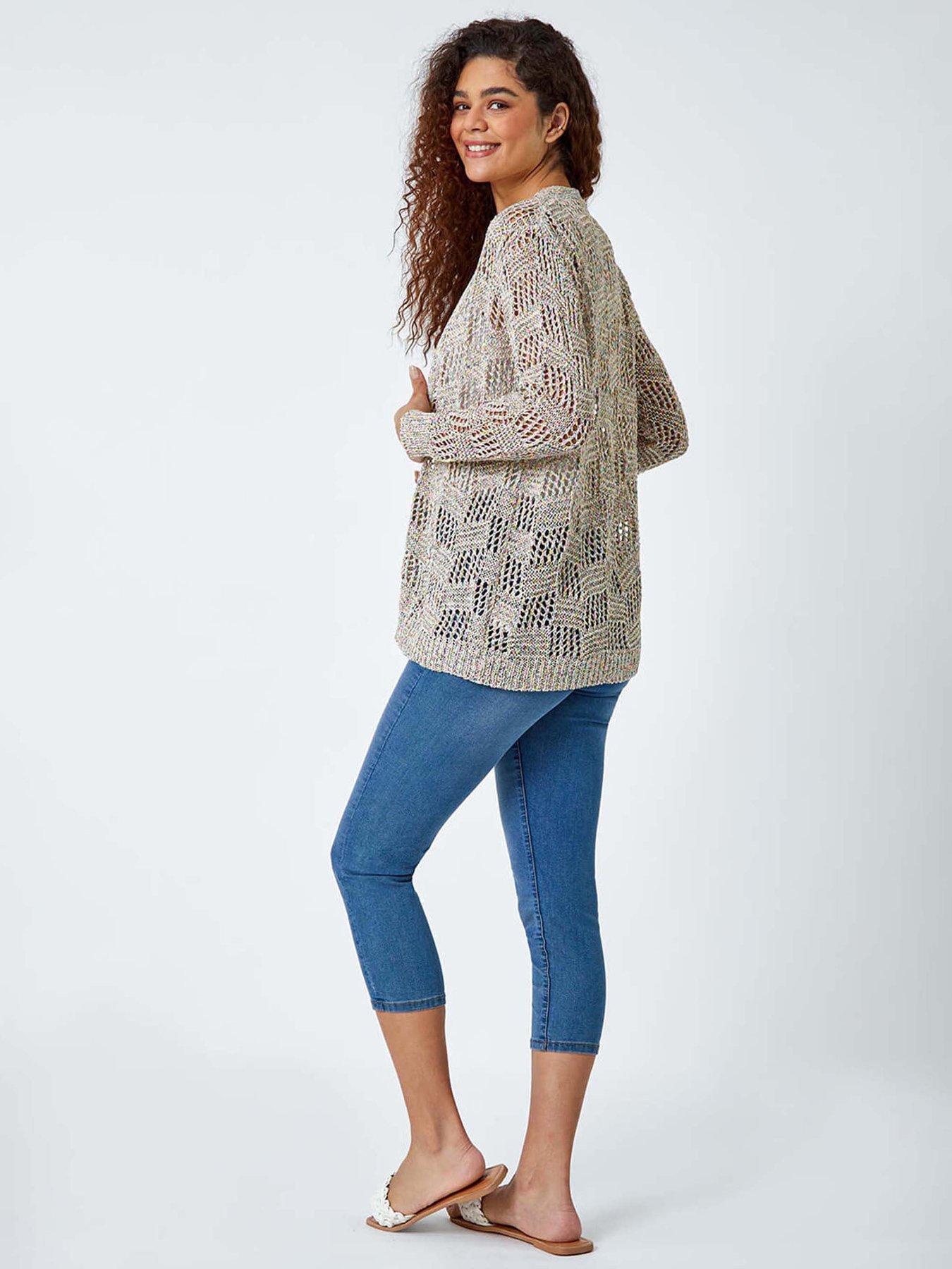 Roman Tape Knit Cotton Blend Cardigan - Multi | Very