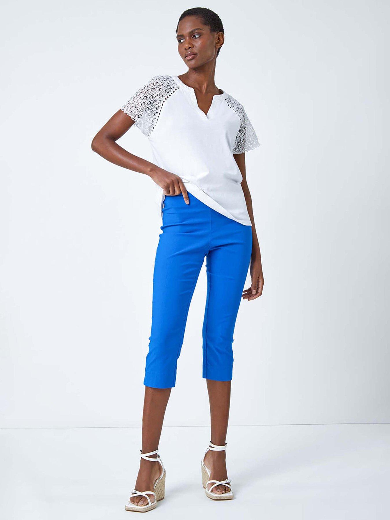 Roman Cropped Stretch Trouser - Blue | Very