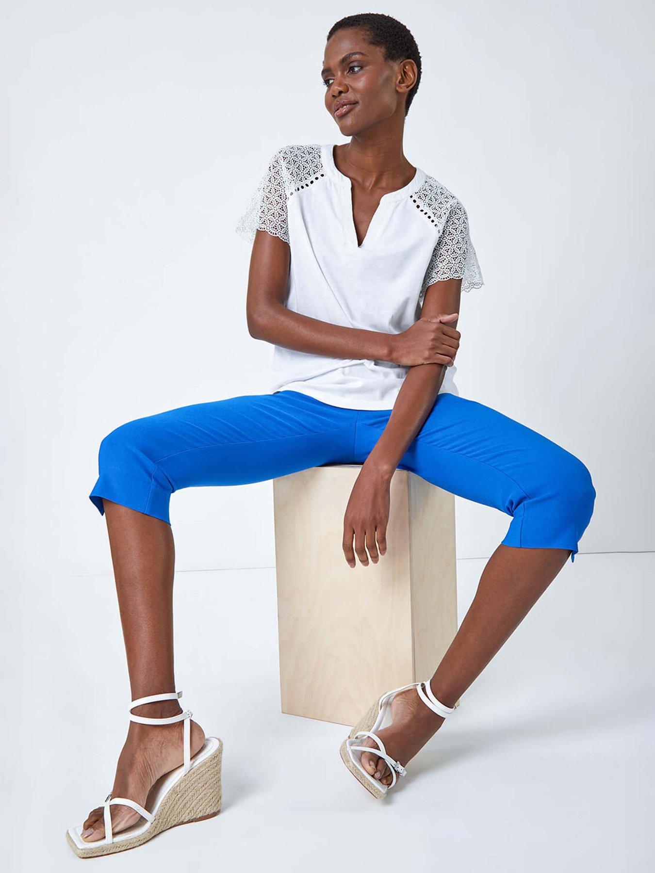 Roman Cropped Stretch Trouser - Blue | Very