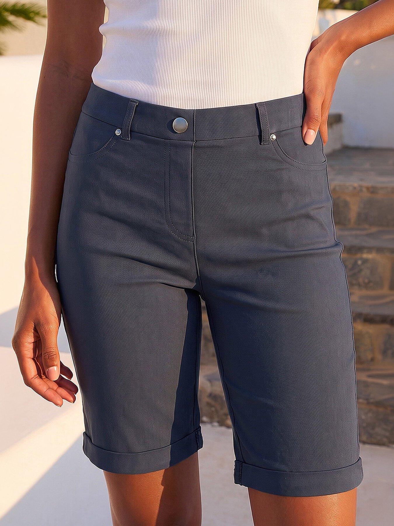 Roman Turn Up Stretch Shorts - Dark Grey | Very