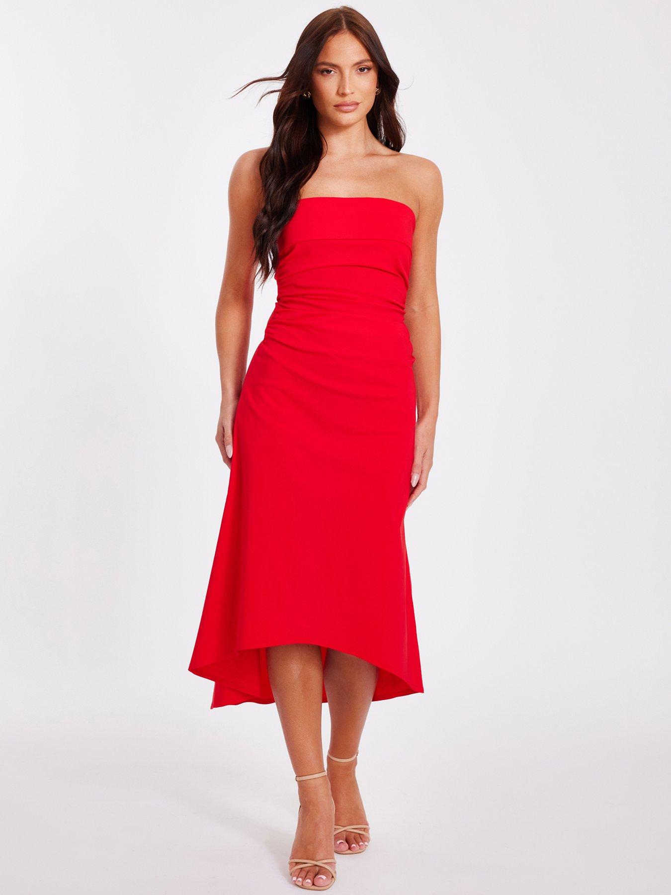 Quiz Red Bandeau Midi Dress | Very
