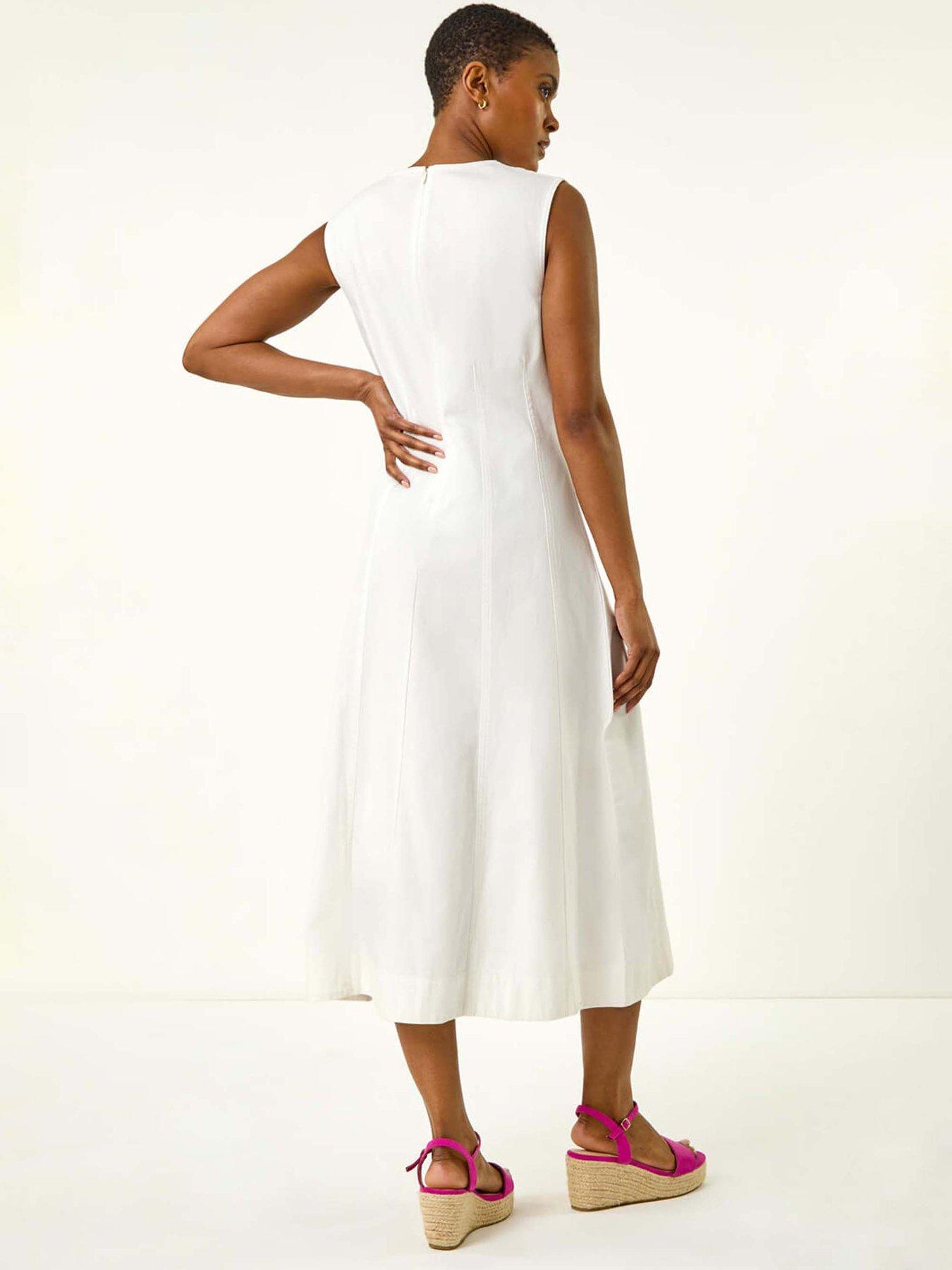 Roman Panel Detail Midi Dress - White | Very