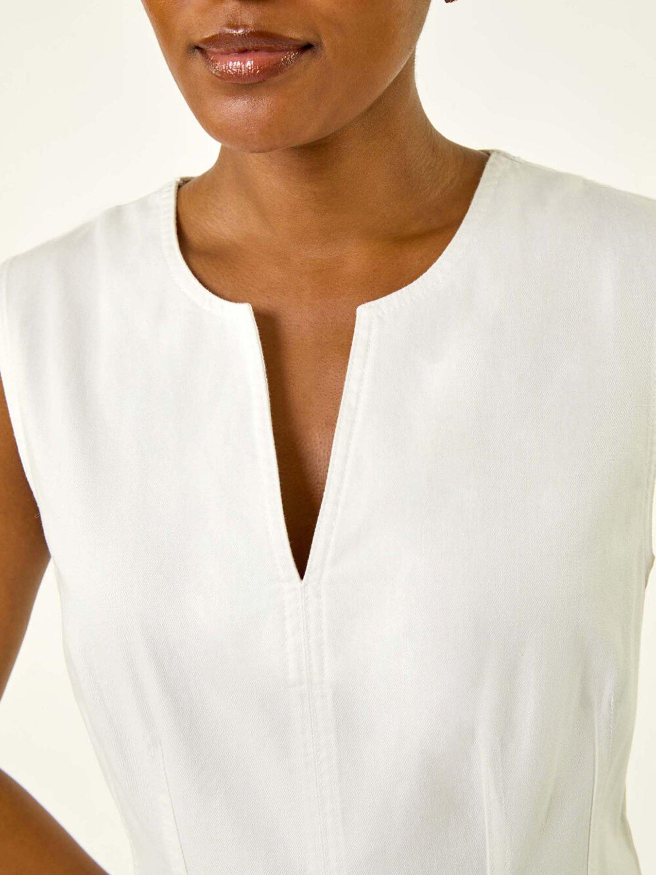 Roman Panel Detail Midi Dress - White | Very