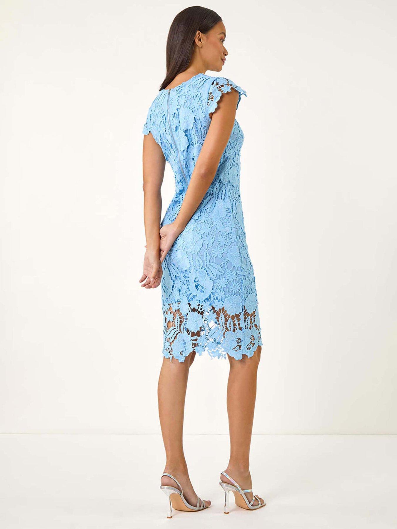 Roman Dusk Floral Lace Crochet Dress - Blue | Very