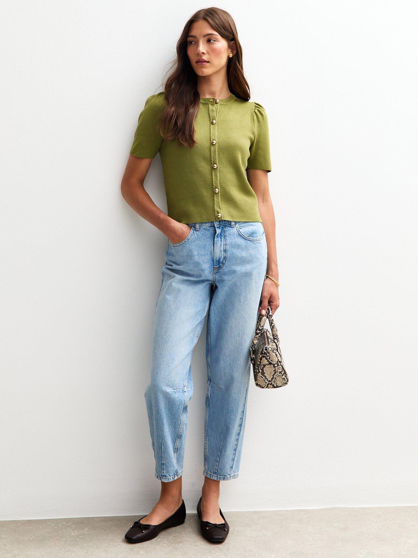 New Look Green Short Sleeve Crew Neck Cardigan | Very
