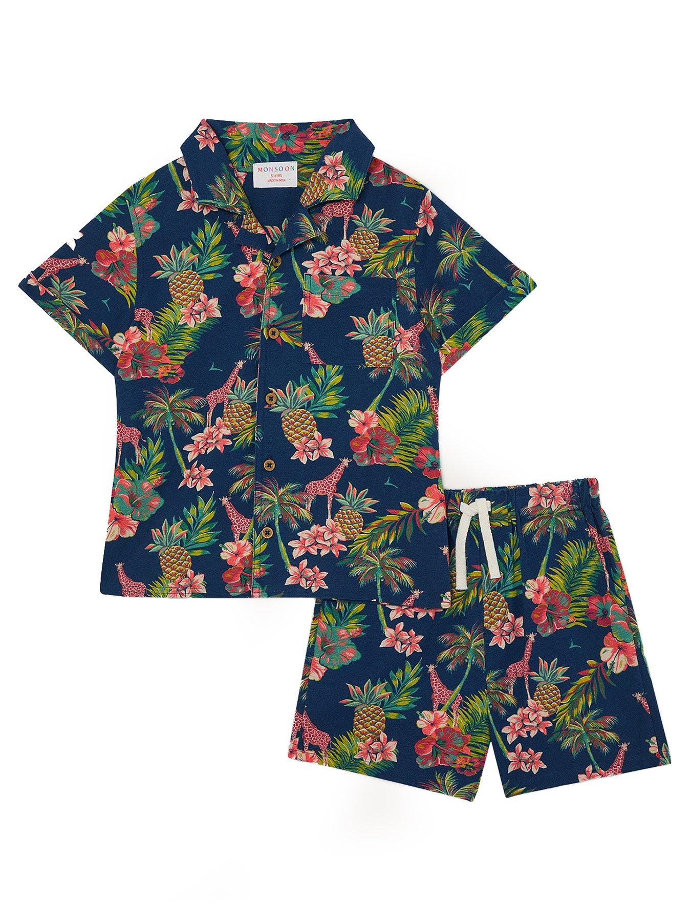 Monsoon Boys Hawaiian Tropic Short Sleeve Shirt & Shorts Set - Multi | Very