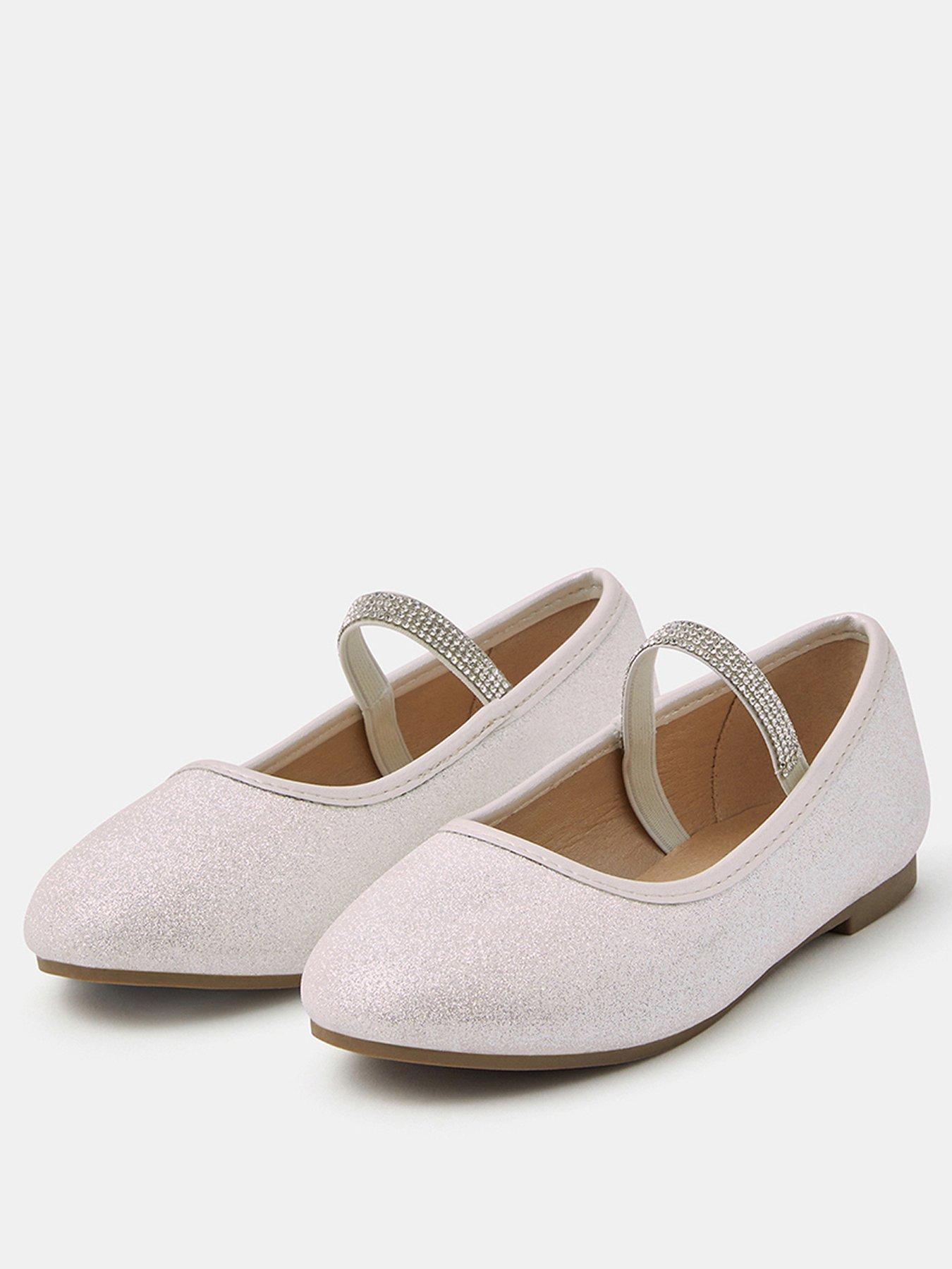 Accessorize Girls Glittery Party Shoes - Light Cream | Very
