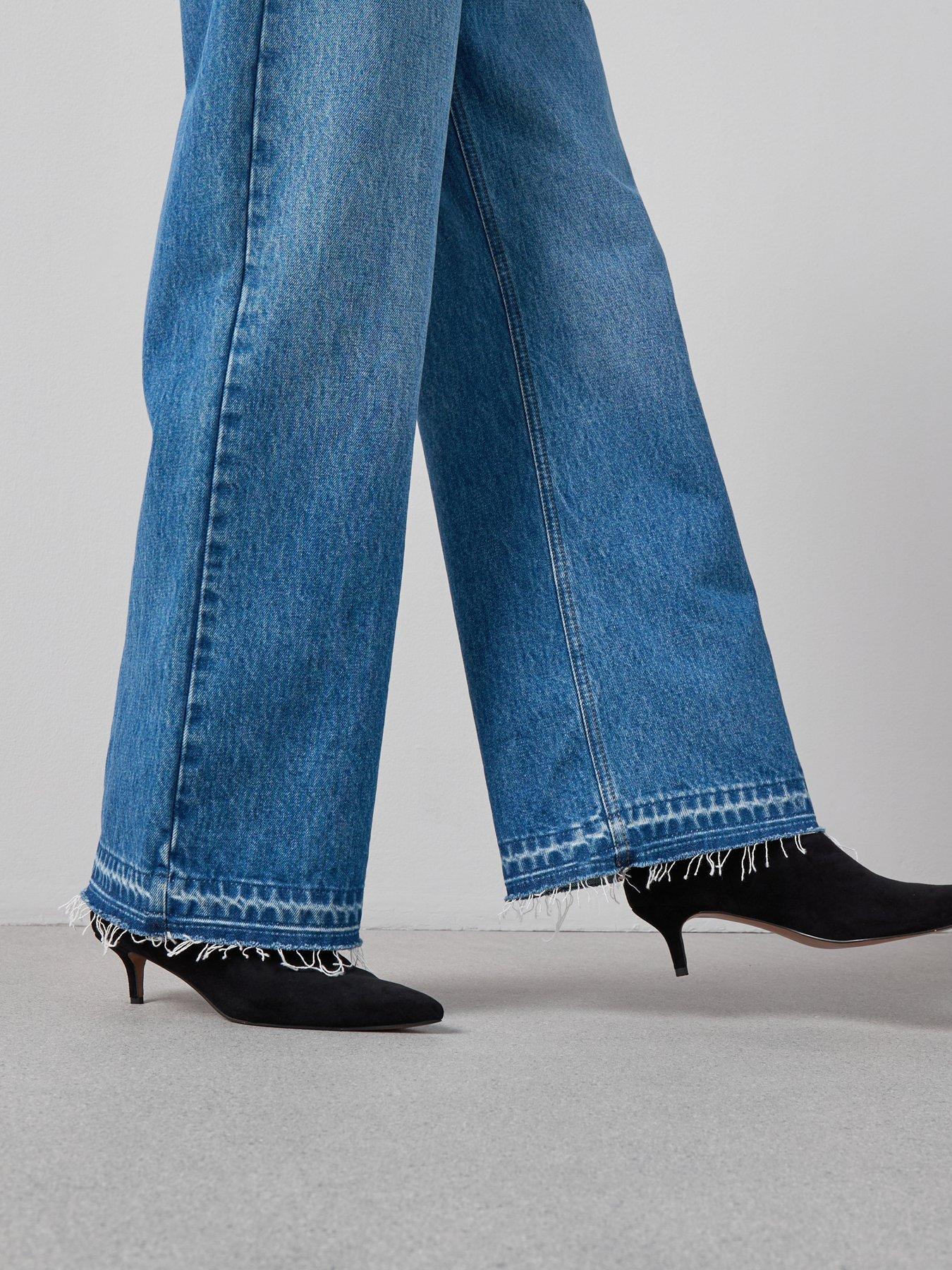 The Very Collection Wide Leg Jeans With Hem Detail - Mid Wash | Very
