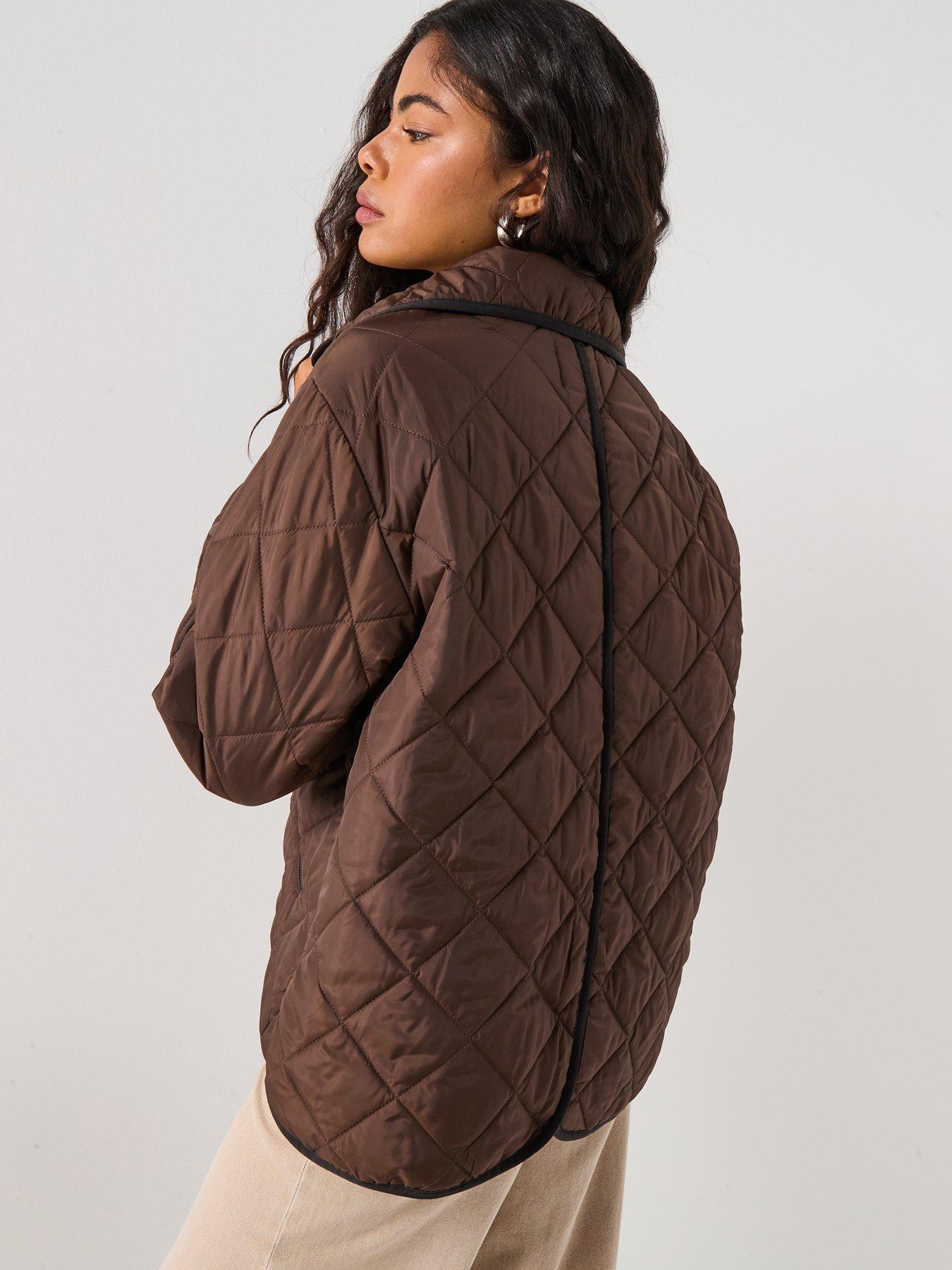PIECES Short Quilted Jacket - Brown | Very