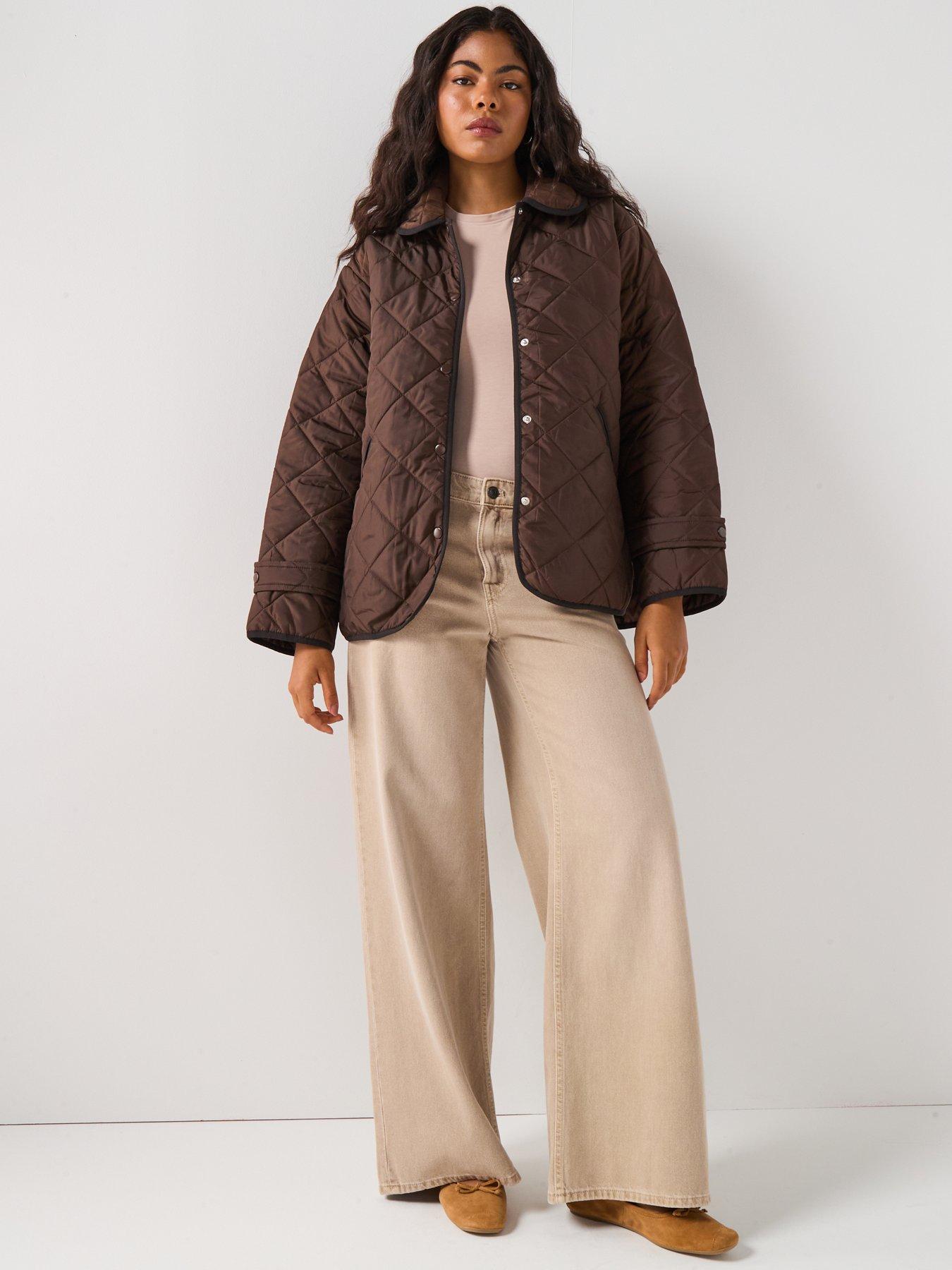 PIECES Short Quilted Jacket - Brown | Very