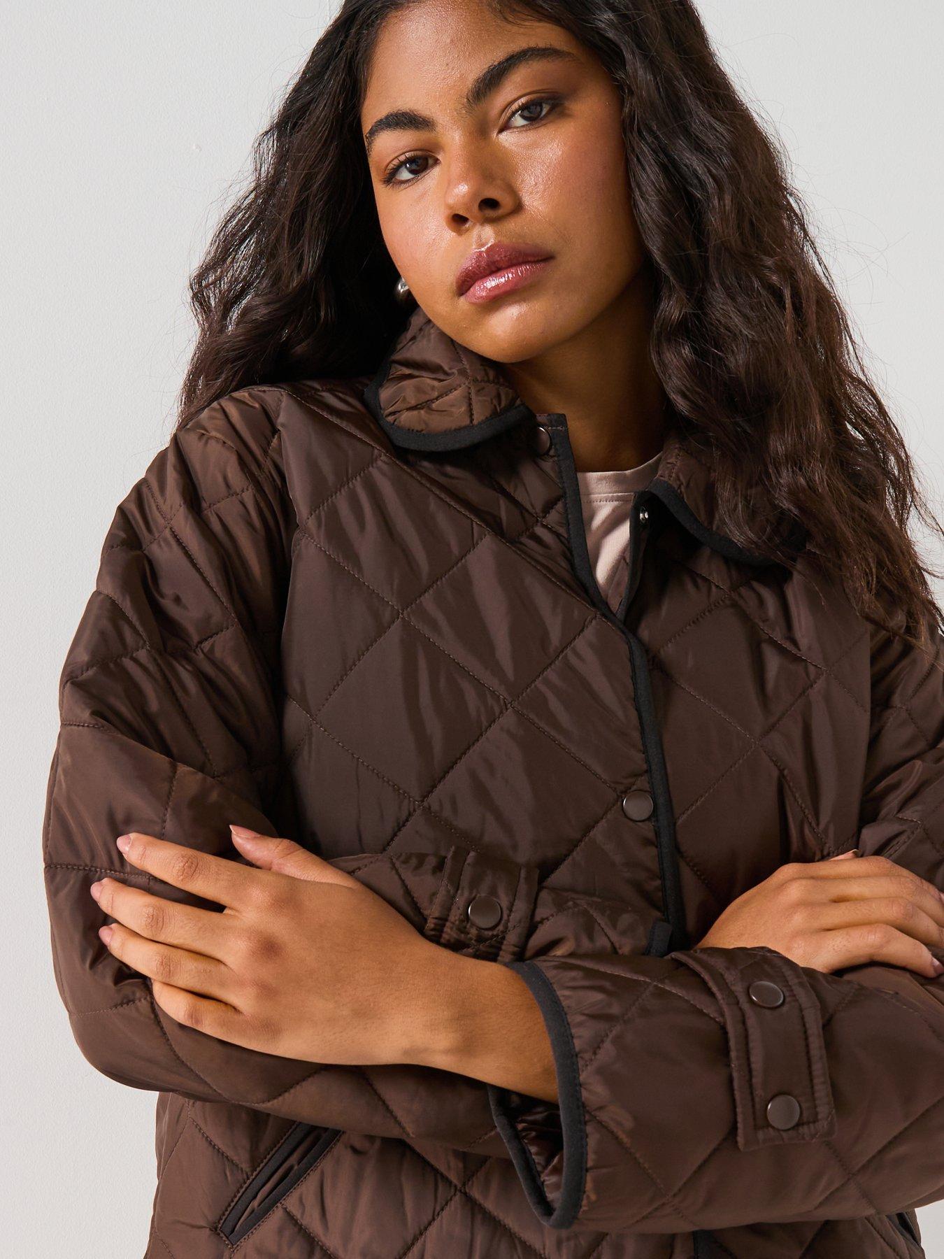 PIECES Short Quilted Jacket - Brown | Very