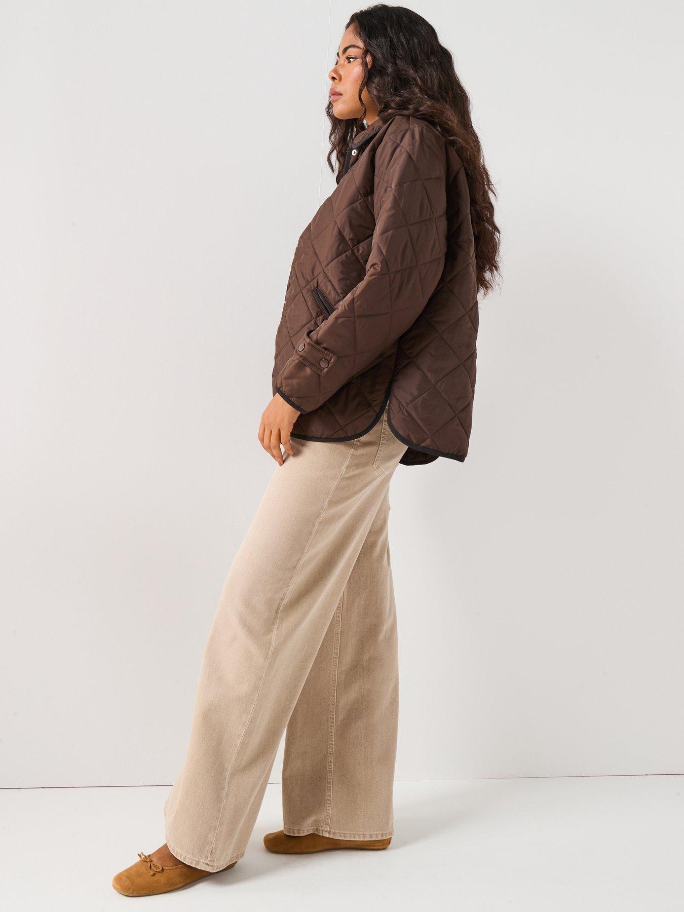 PIECES Short Quilted Jacket - Brown | Very