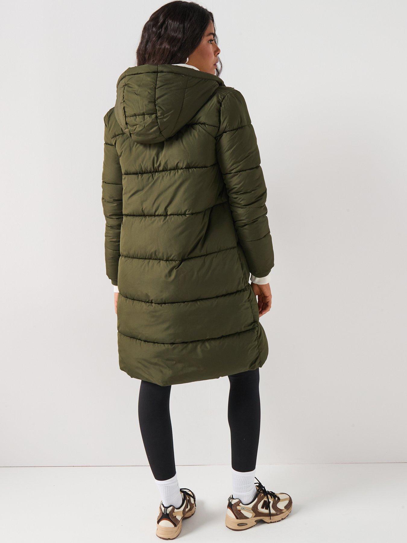PIECES Long Puffer Jacket - Green | Very