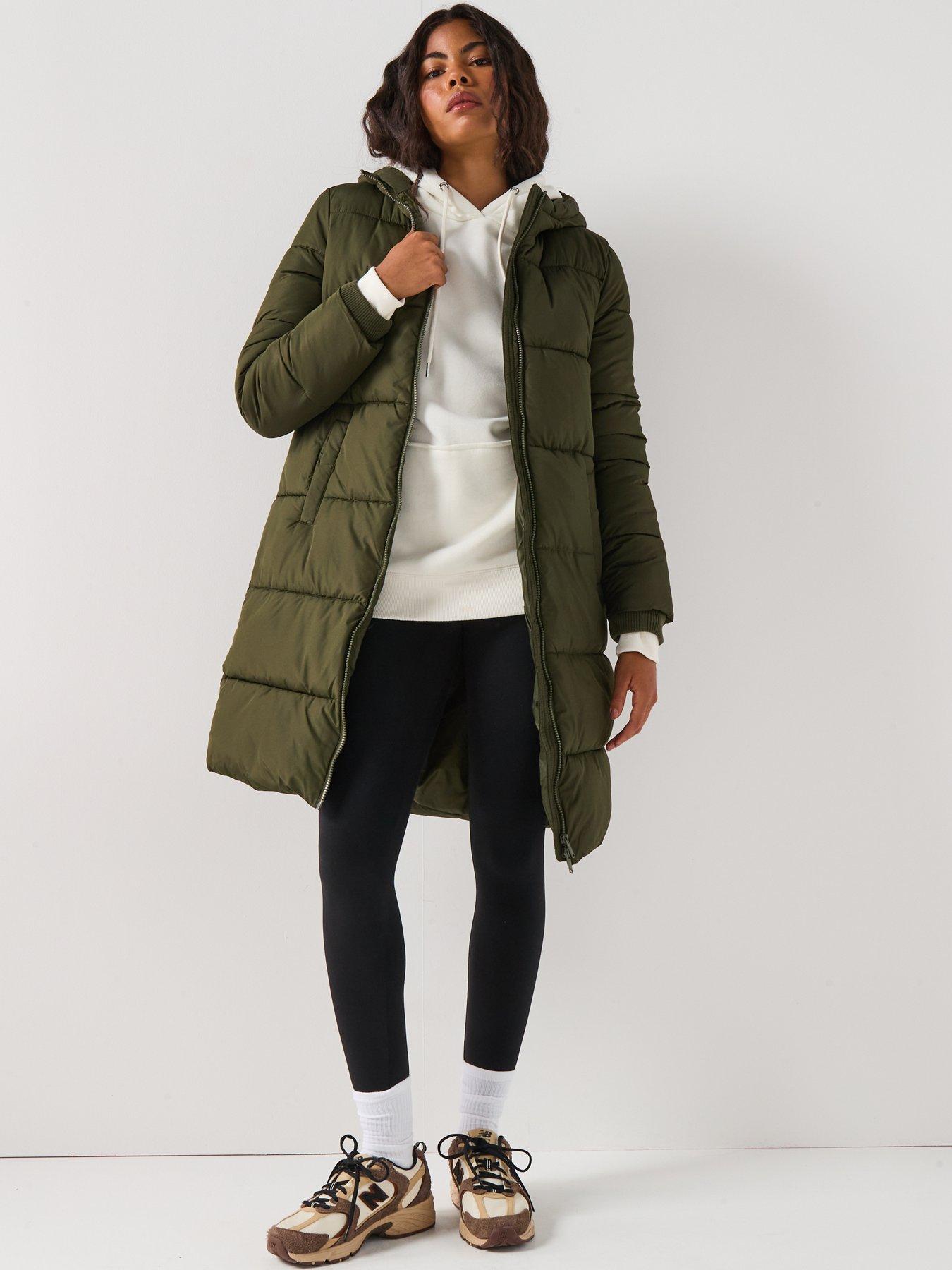 PIECES Long Puffer Jacket - Green | Very