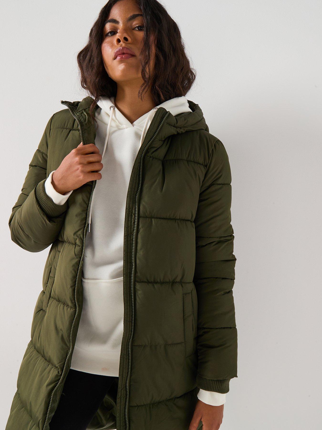 PIECES Long Puffer Jacket - Green | Very