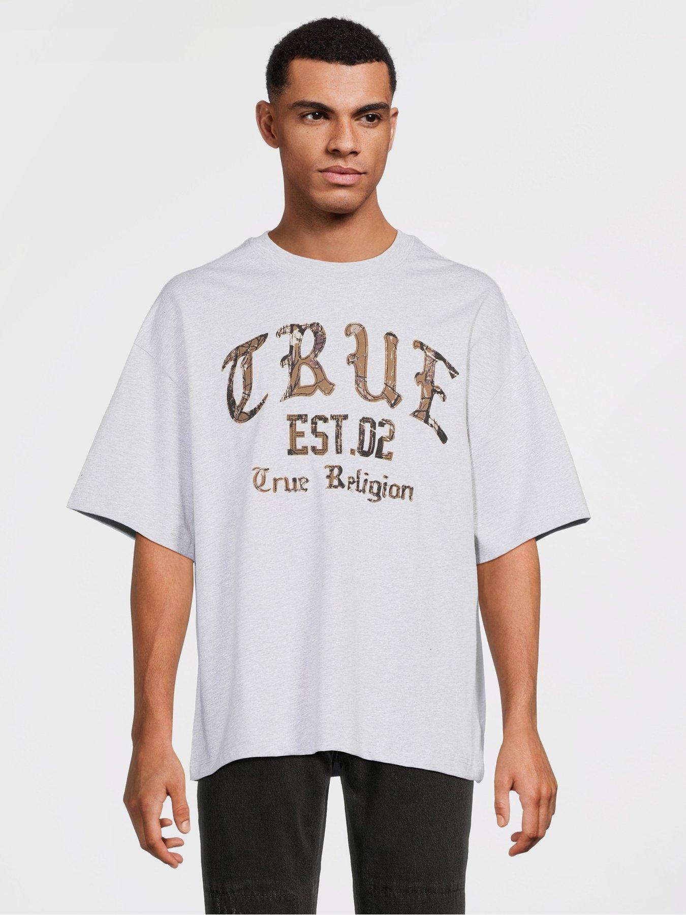 TRUE RELIGION Camo Print Oversized T-Shirt - Grey | Very