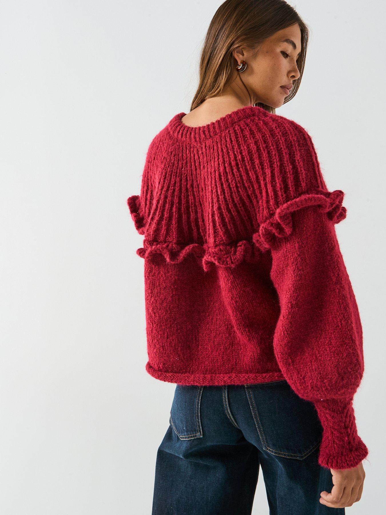 PIECES Long Sleeve Round Neck Knitted Jumper- Red | Very